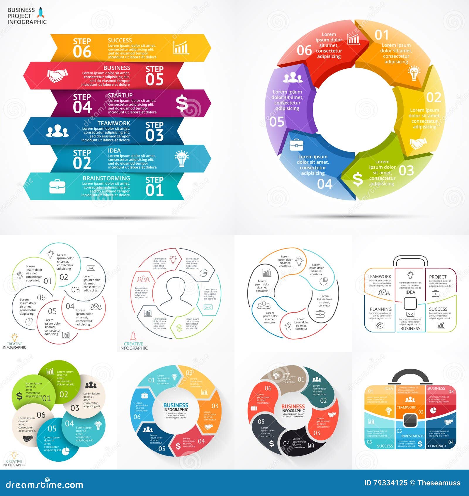 Vector Circle Infographic Set. Business Diagrams, Arrows Graphs, Linear ...