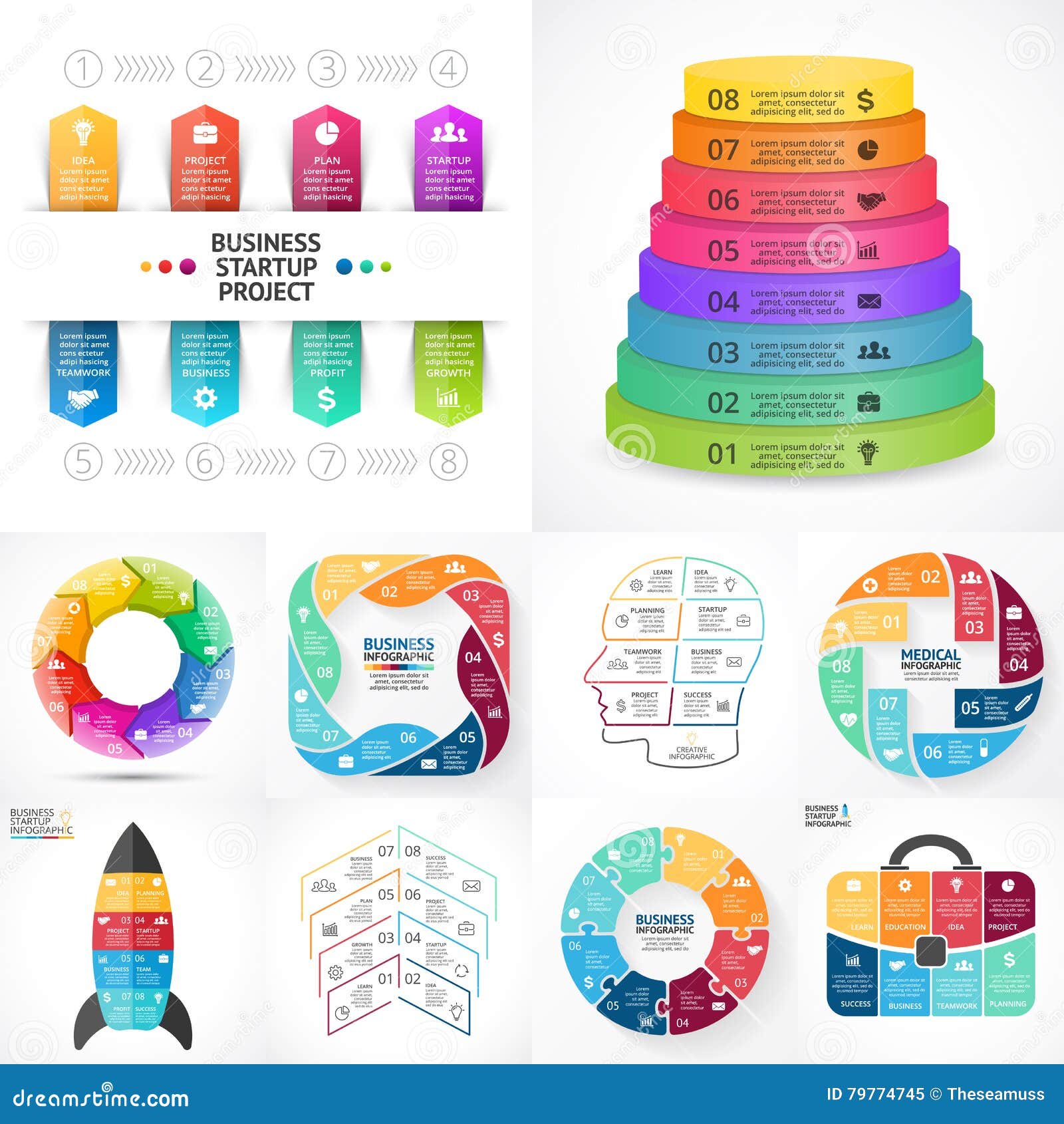 Vector Circle Infographic Set. Business Diagrams, Arrows Graphs, Linear ...
