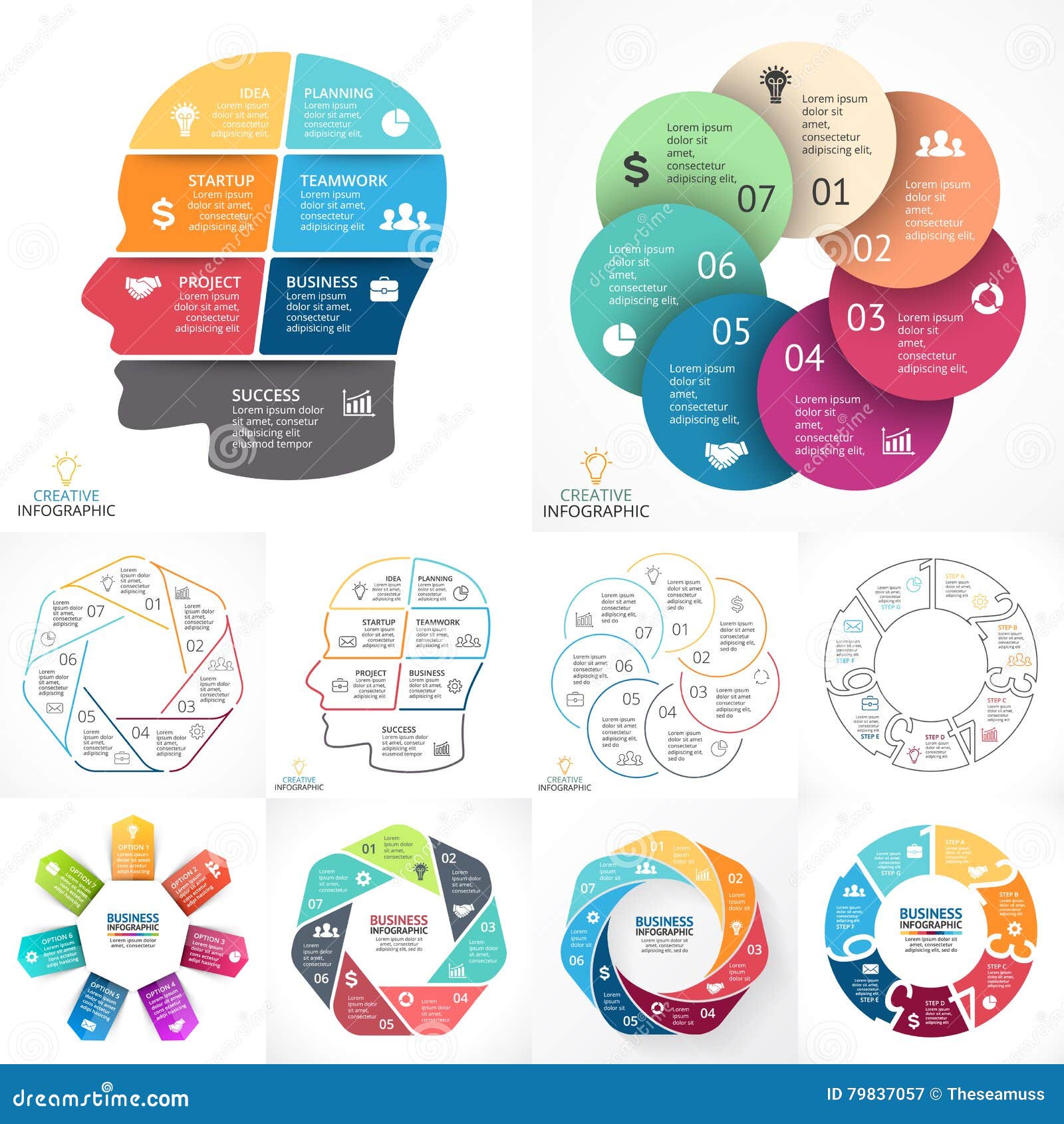 Vector Circle Infographic Set. Business Diagrams, Arrows Graphs, Linear ...