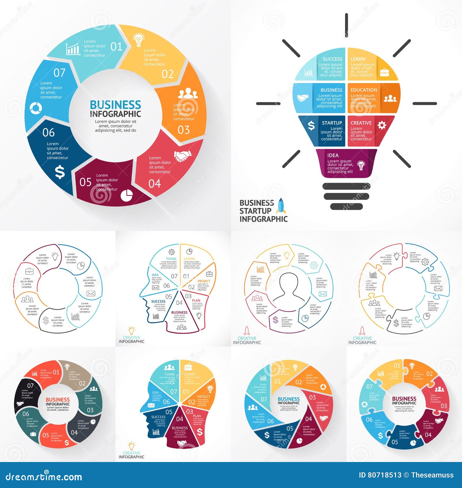 Vector Circle Infographic Set. Business Diagrams, Arrows Graphs, Linear ...