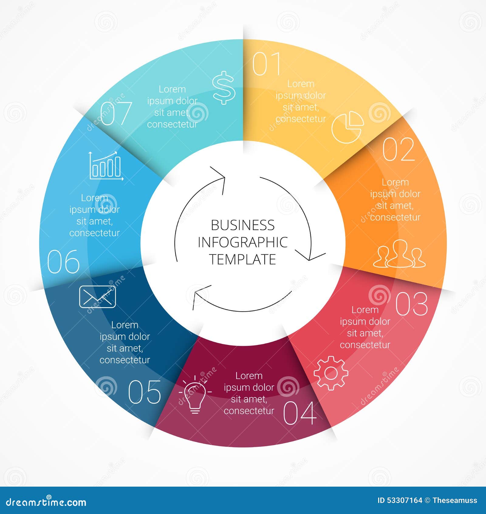 Vector Circle Line Infographic. Template for Cycle Stock Vector ...