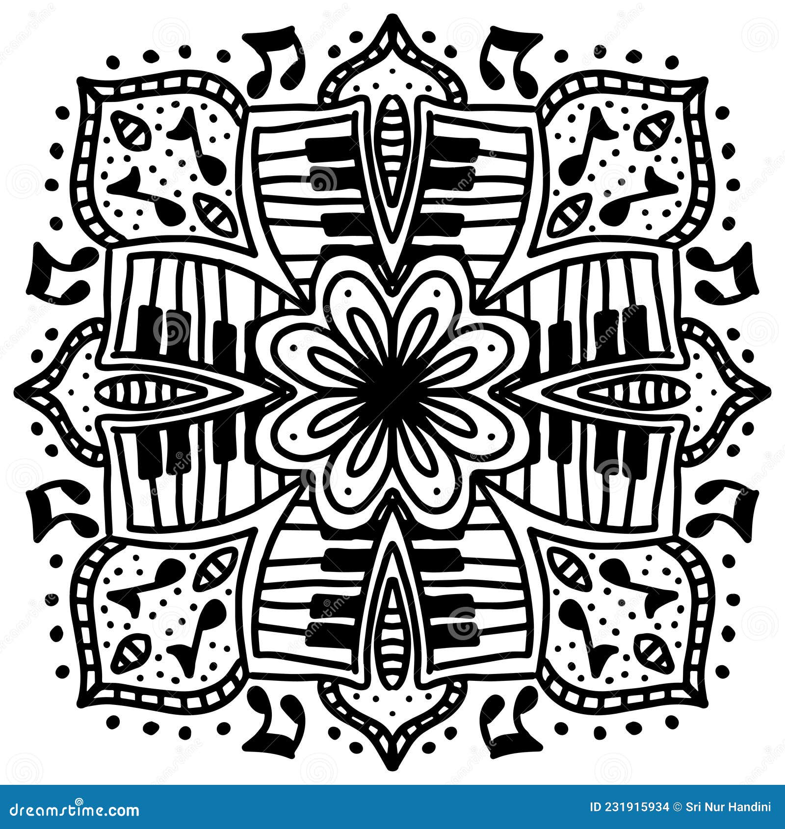 Vector Circle of Mandala with Music Ornament Pattern. Stock Vector ...