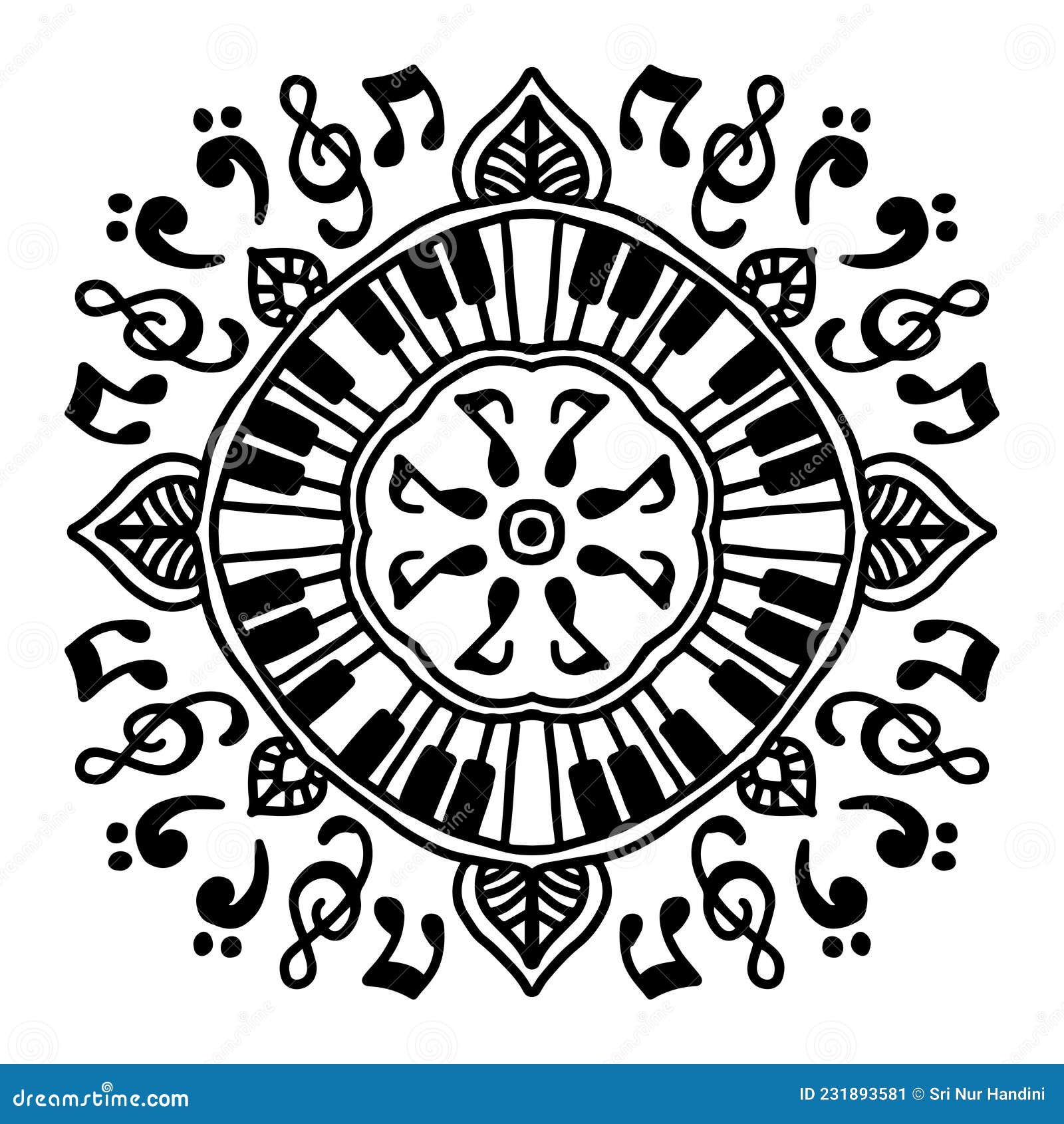 Vector Circle of Mandala with Music Ornament Pattern. Stock Vector ...