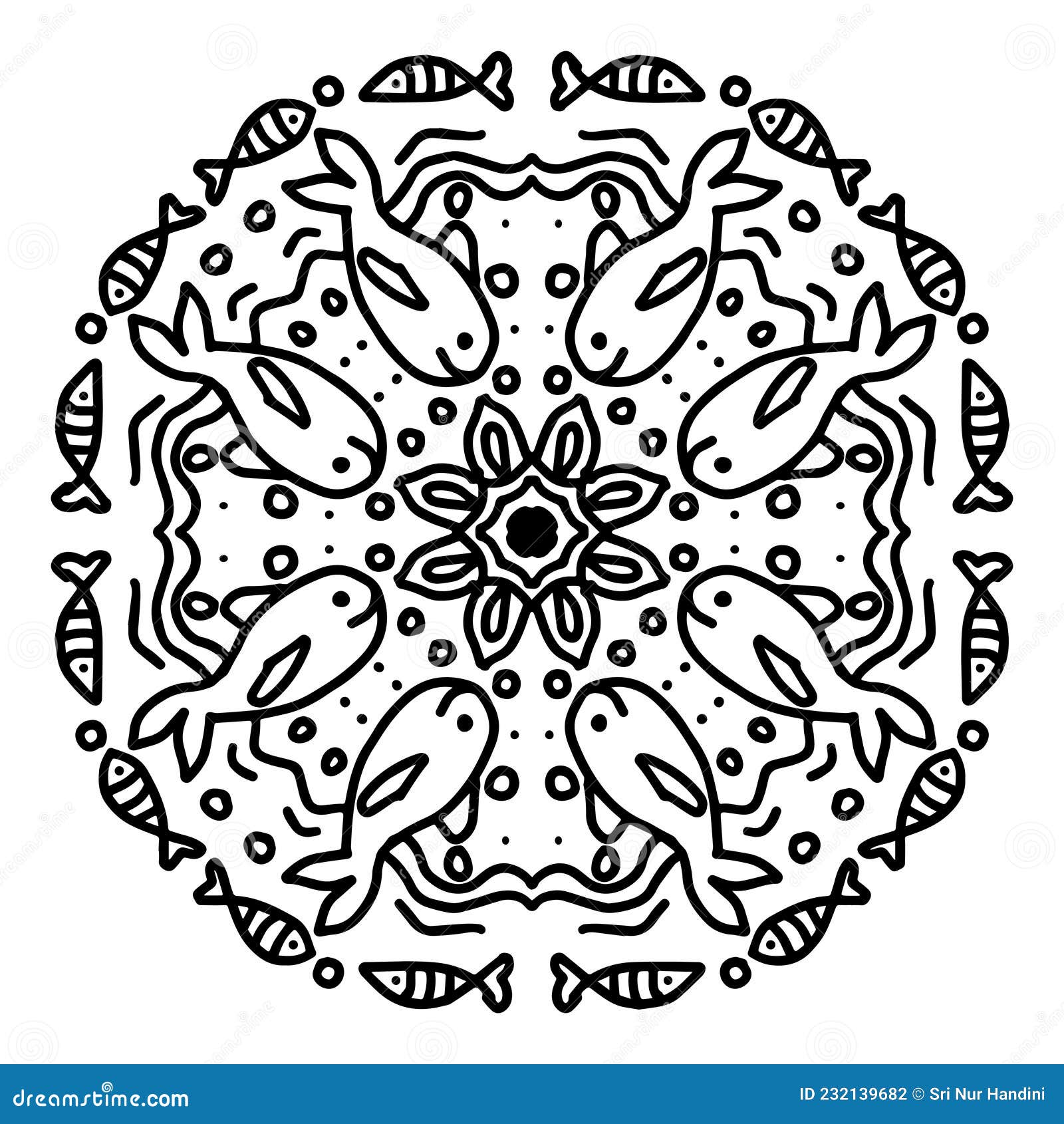 Vector Circle of Mandala with Shark Ornament Pattern. Stock Vector ...