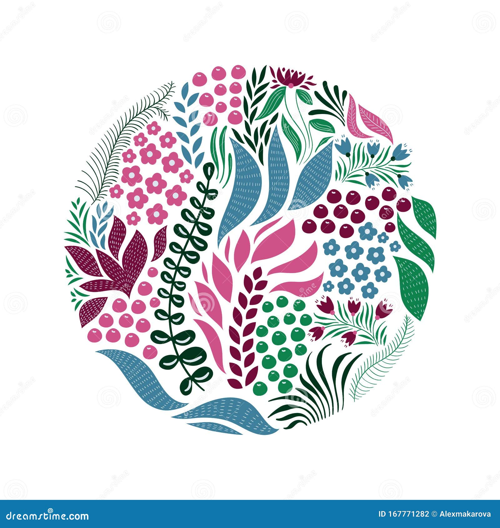 Vector Circle Pattern with Flowers Stock Vector - Illustration of ...
