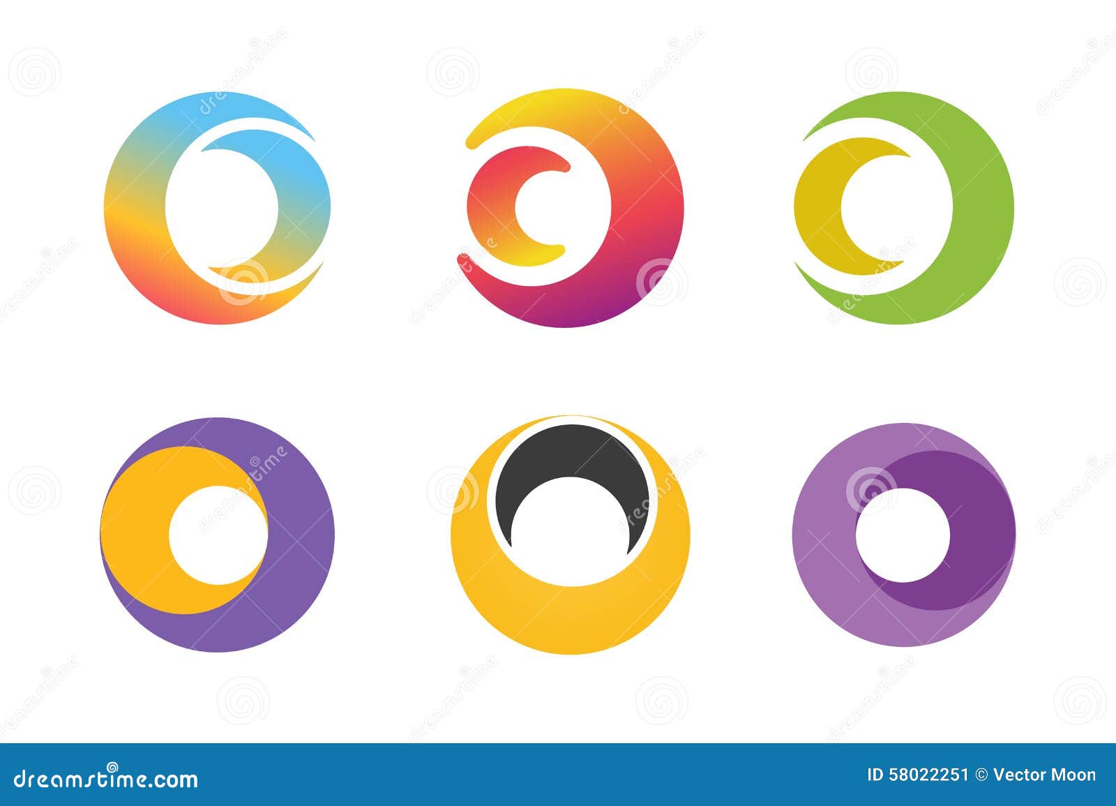 Vector Circle Ring Logo Design Set. Abstract Flow Stock Vector ...