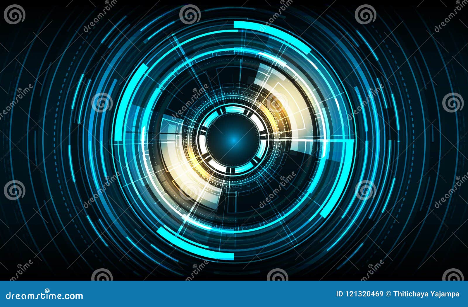 Vector Circle Technology Design on Blue Color Background. Stock Vector ...