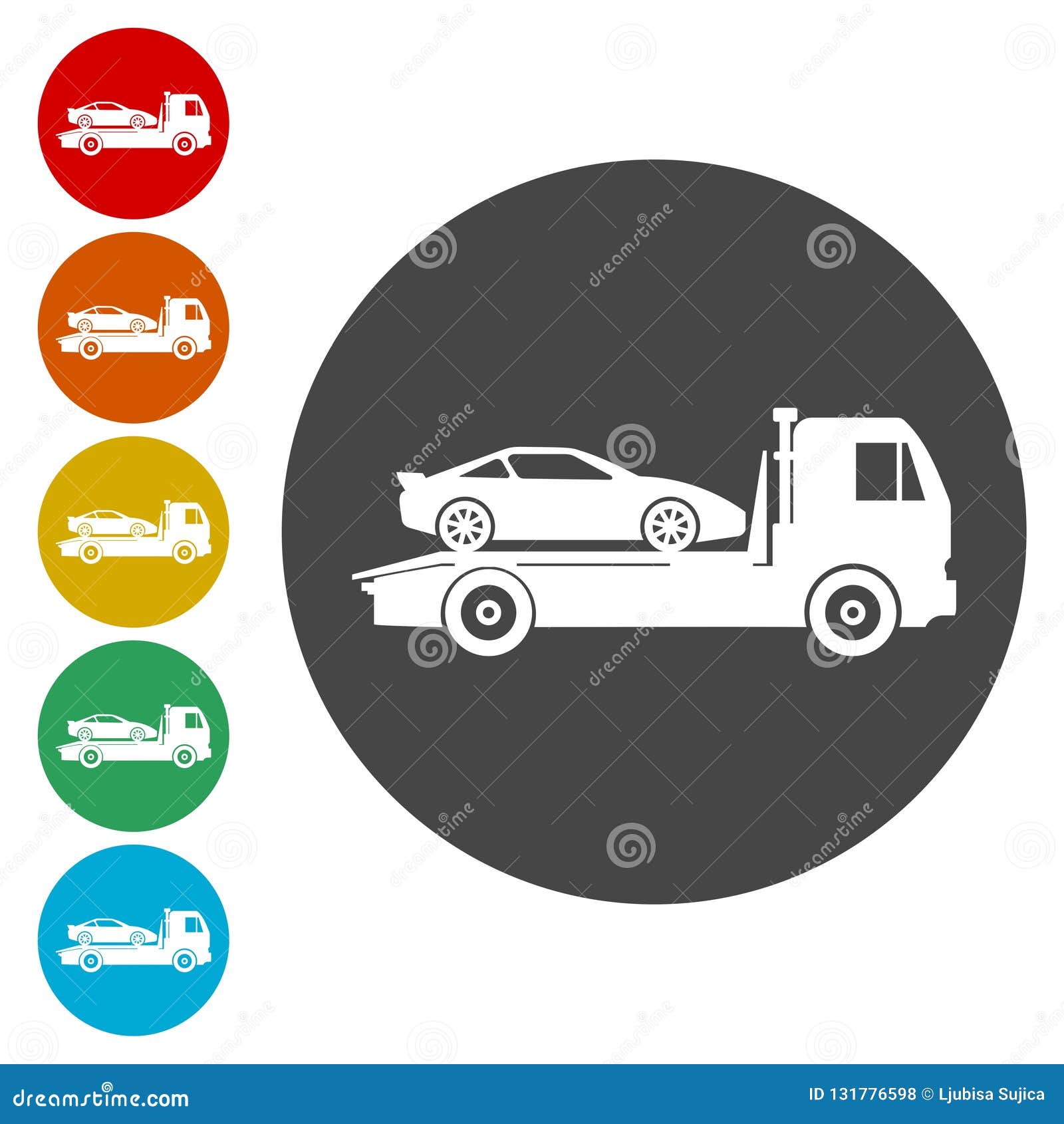 Vector : Circle Tow Car Service Flat Stock Vector - Illustration of ...
