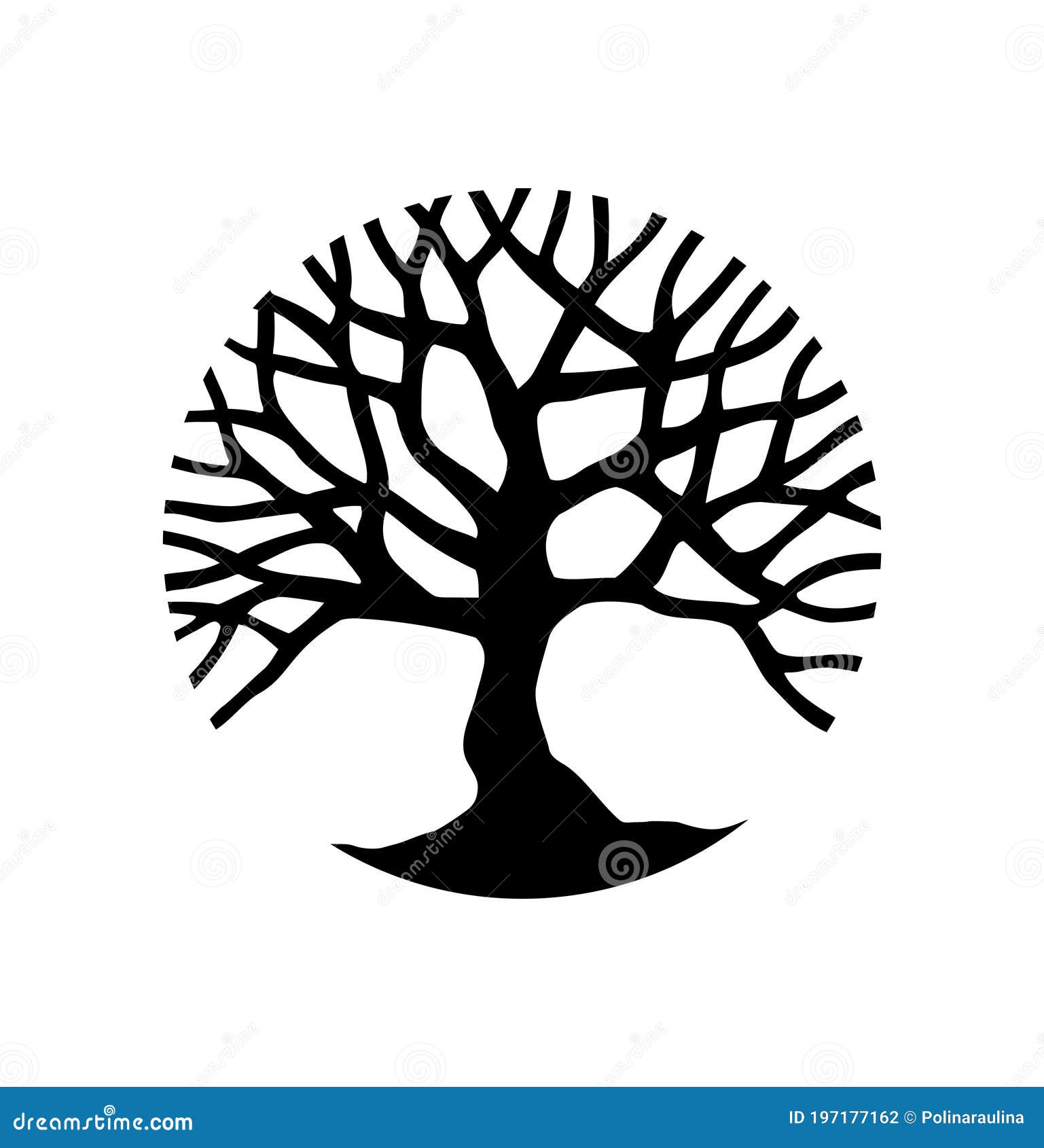 Vector Circle Tree Silhouette Drawing Illustration Stock Vector ...