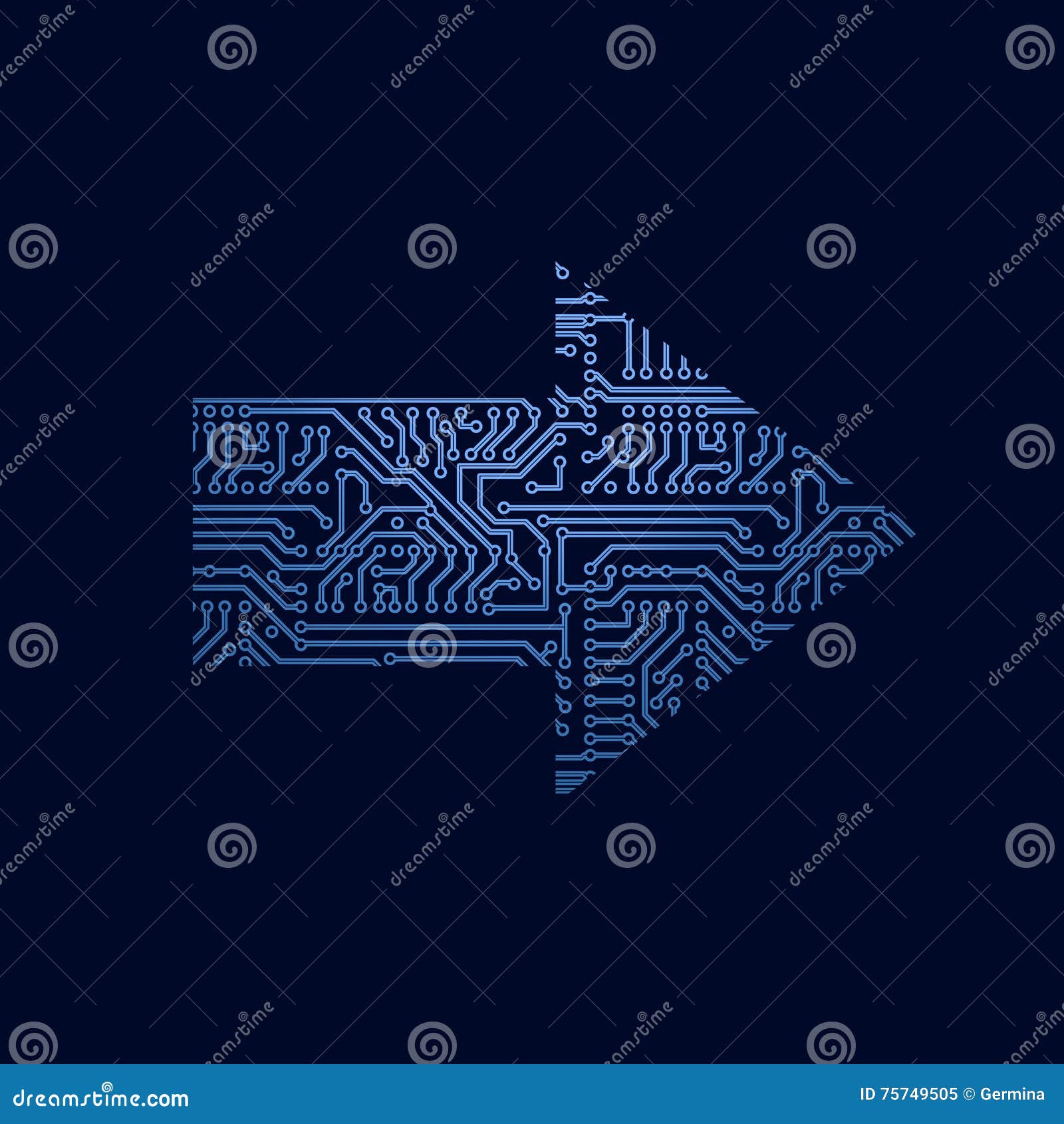 Vector circuit board arrow stock vector. Illustration of frame - 75749505