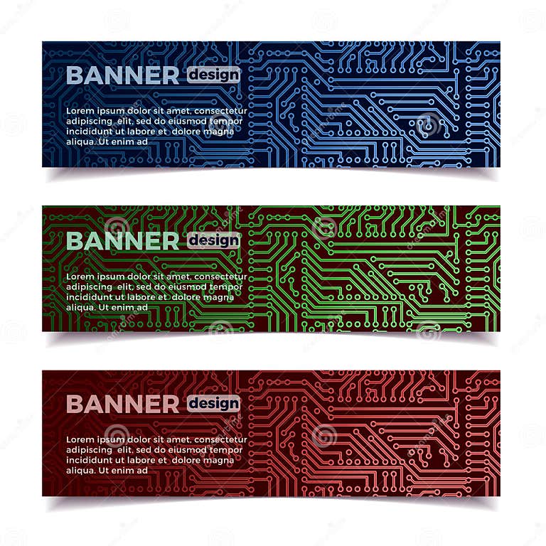 Vector Circuit Board Banners Stock Vector - Illustration of chip ...