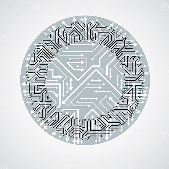Vector Circuit Board Circle, Digital Technologies Abstraction. B Stock ...