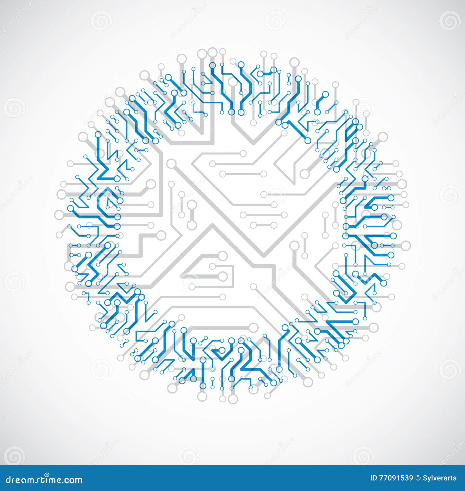 Vector Circuit Board Circle, Digital Technologies Abstraction. B Stock ...