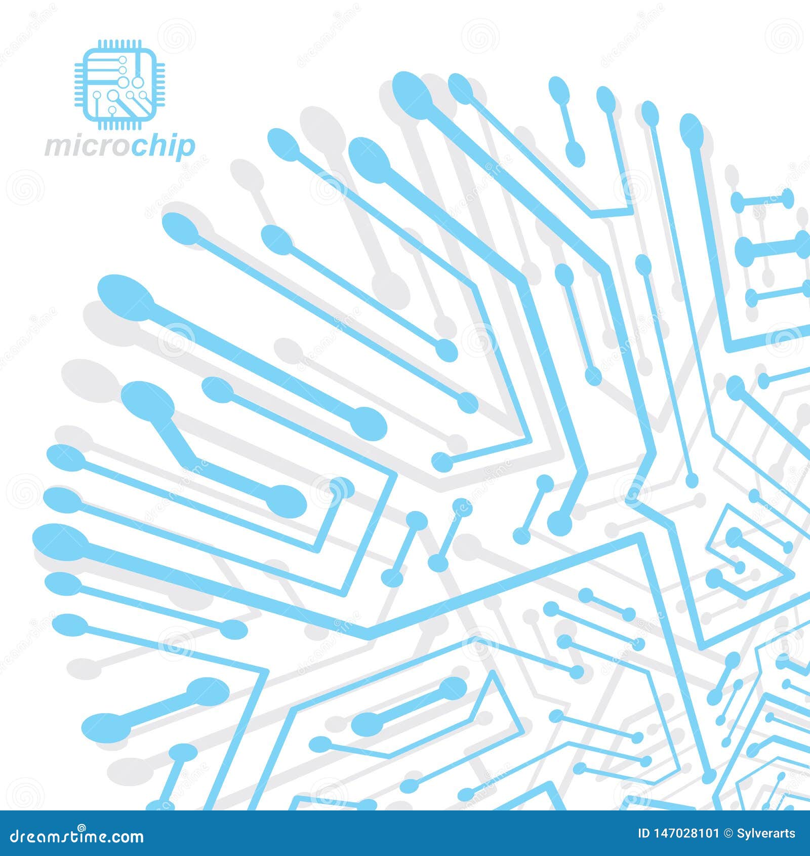 Vector Circuit Board, Digital Technologies Abstraction. Computer Microprocessor Scheme ...