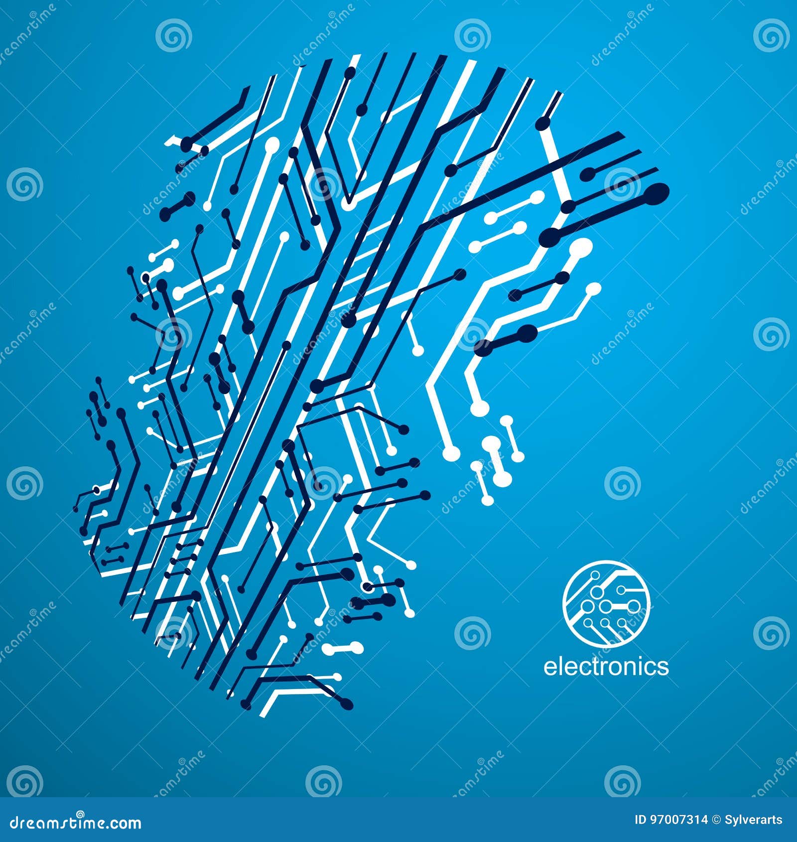 Vector Circuit Board with Electronic Components of Technology De Stock ...