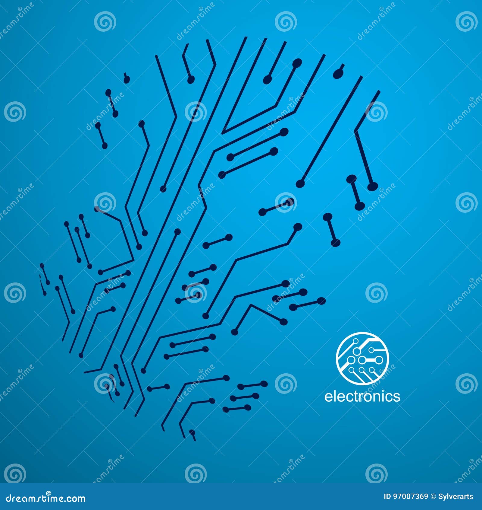 Vector Circuit Board with Electronic Components of Technology De Stock ...