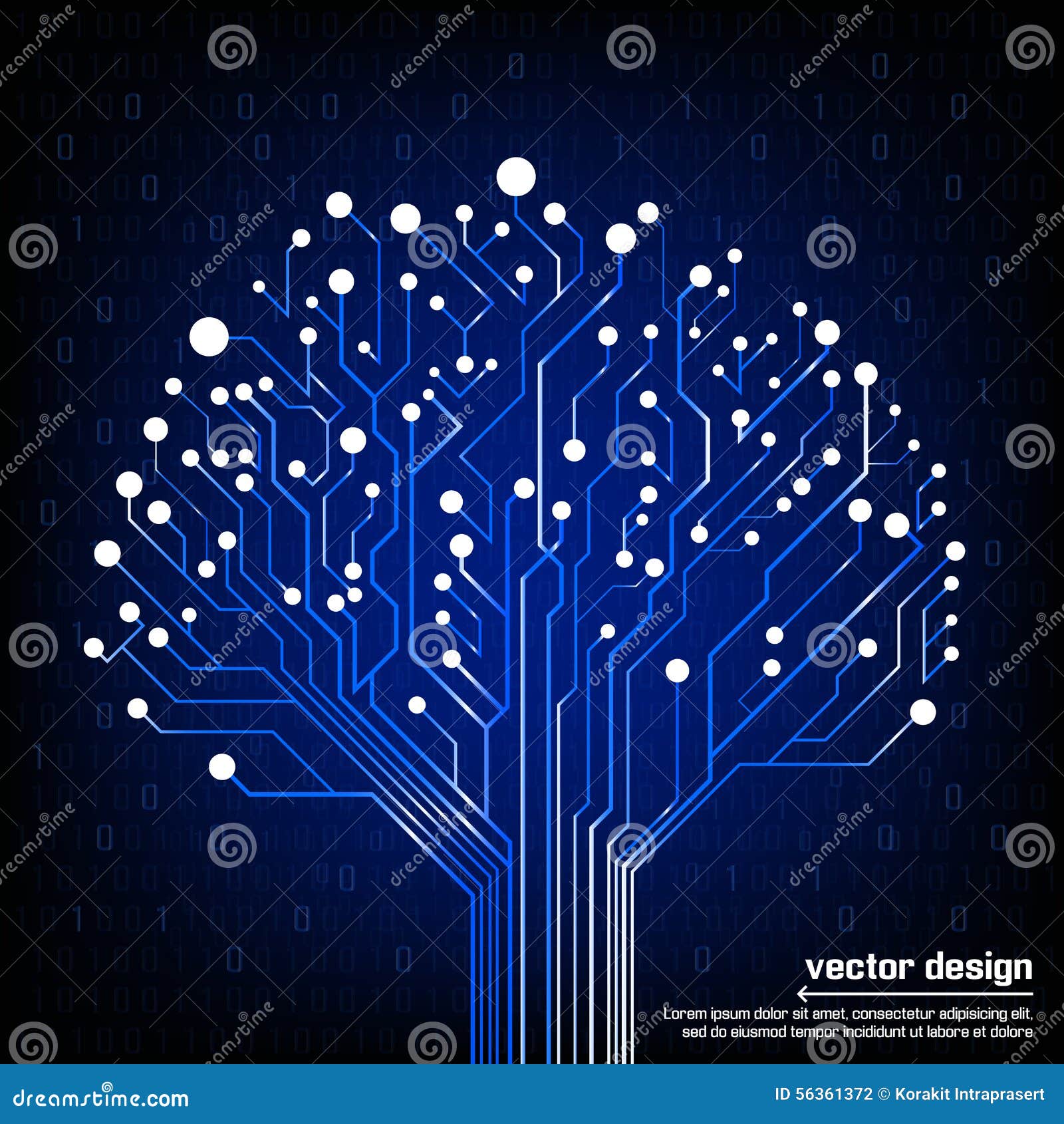 Vector Circuit Board Electronic Tree Stock Vector - Illustration of ...