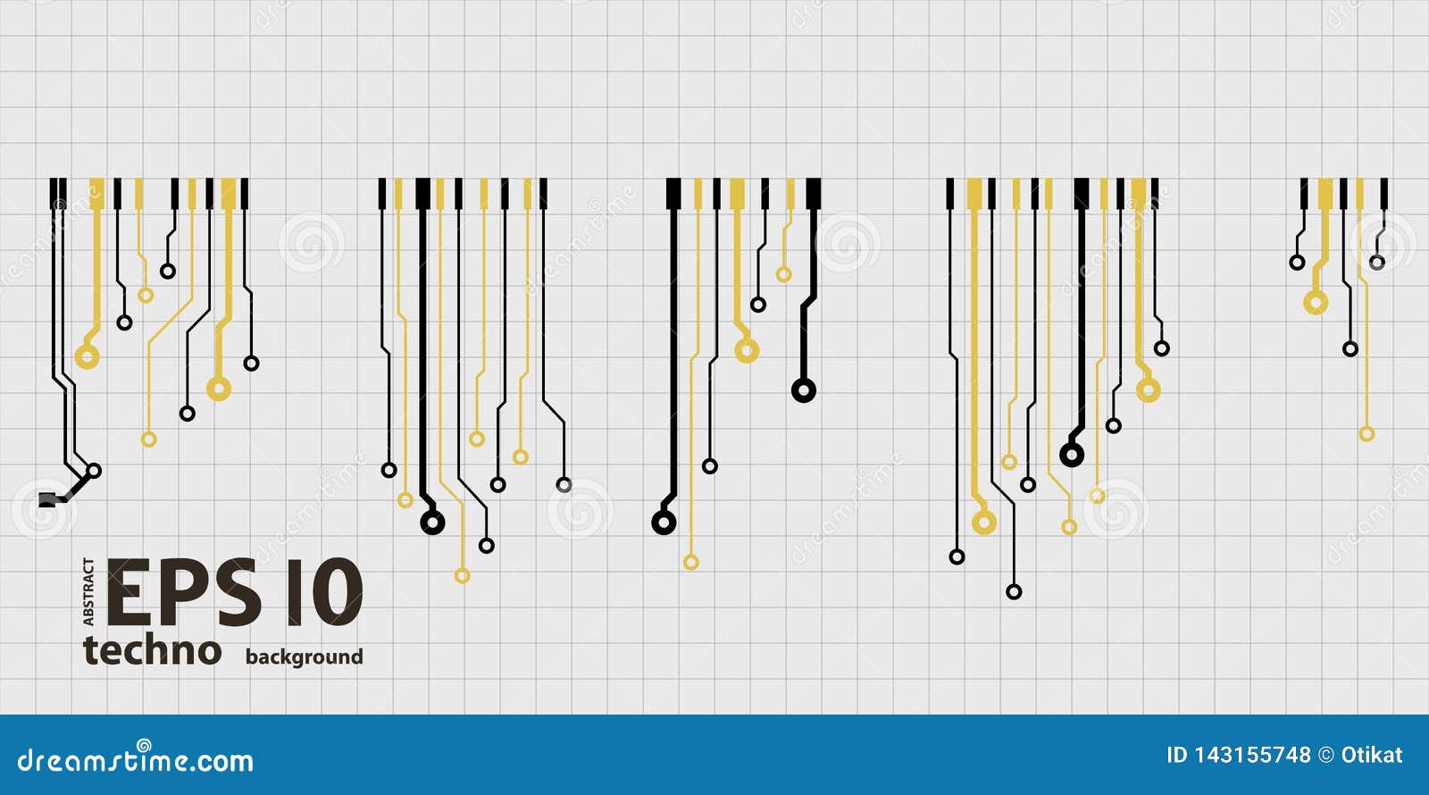 Vector Circuit Board Elements on Grid Stock Vector - Illustration of ...
