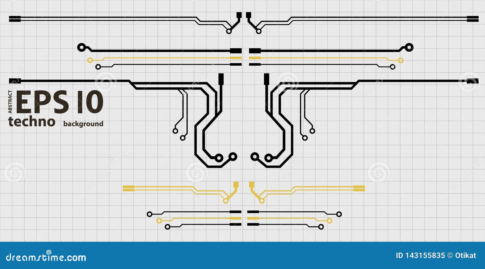 Vector Circuit Board Elements on Grid Illustration Stock Vector ...