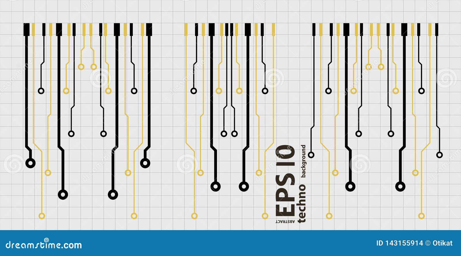 Vector Circuit Board Elements on Grid Illustration Stock Illustration ...