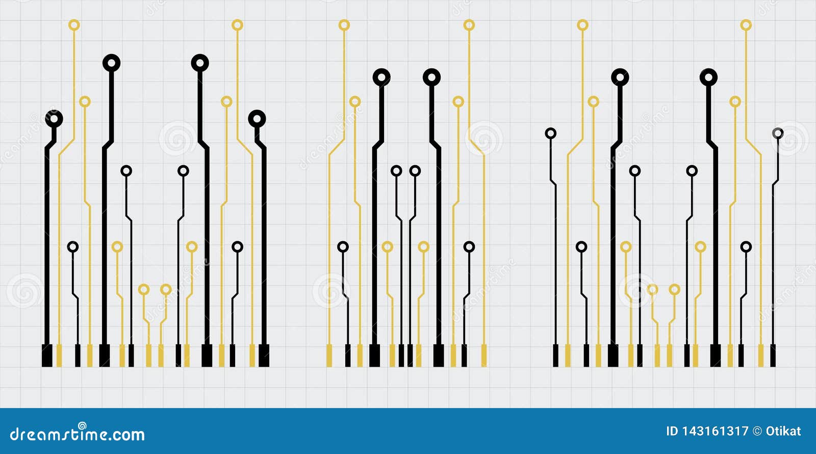 Vector Circuit Board Elements on Grid Stock Vector - Illustration of ...