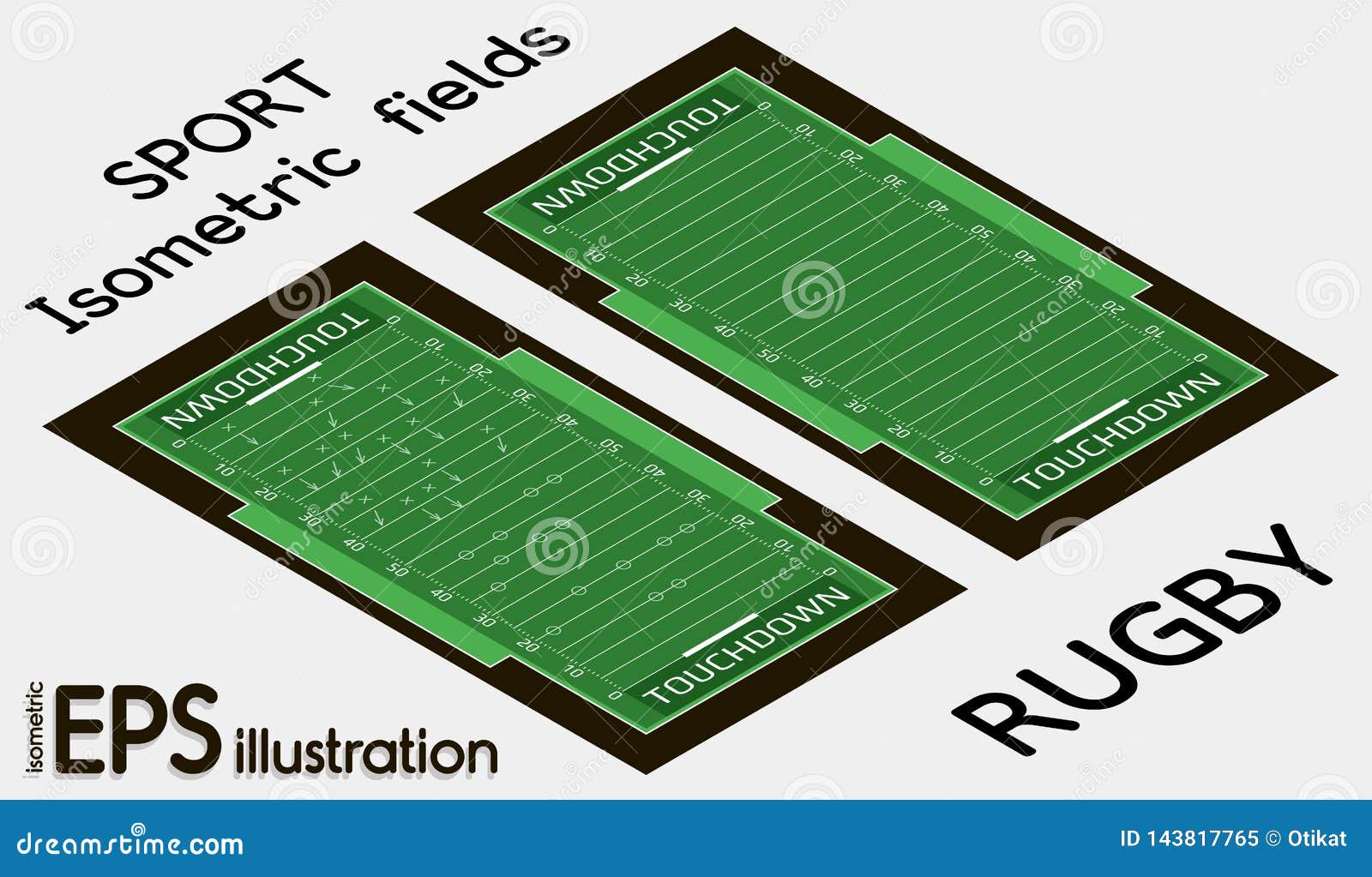 Vector Flat Rugby Field Illustration Stock Illustration - Illustration ...