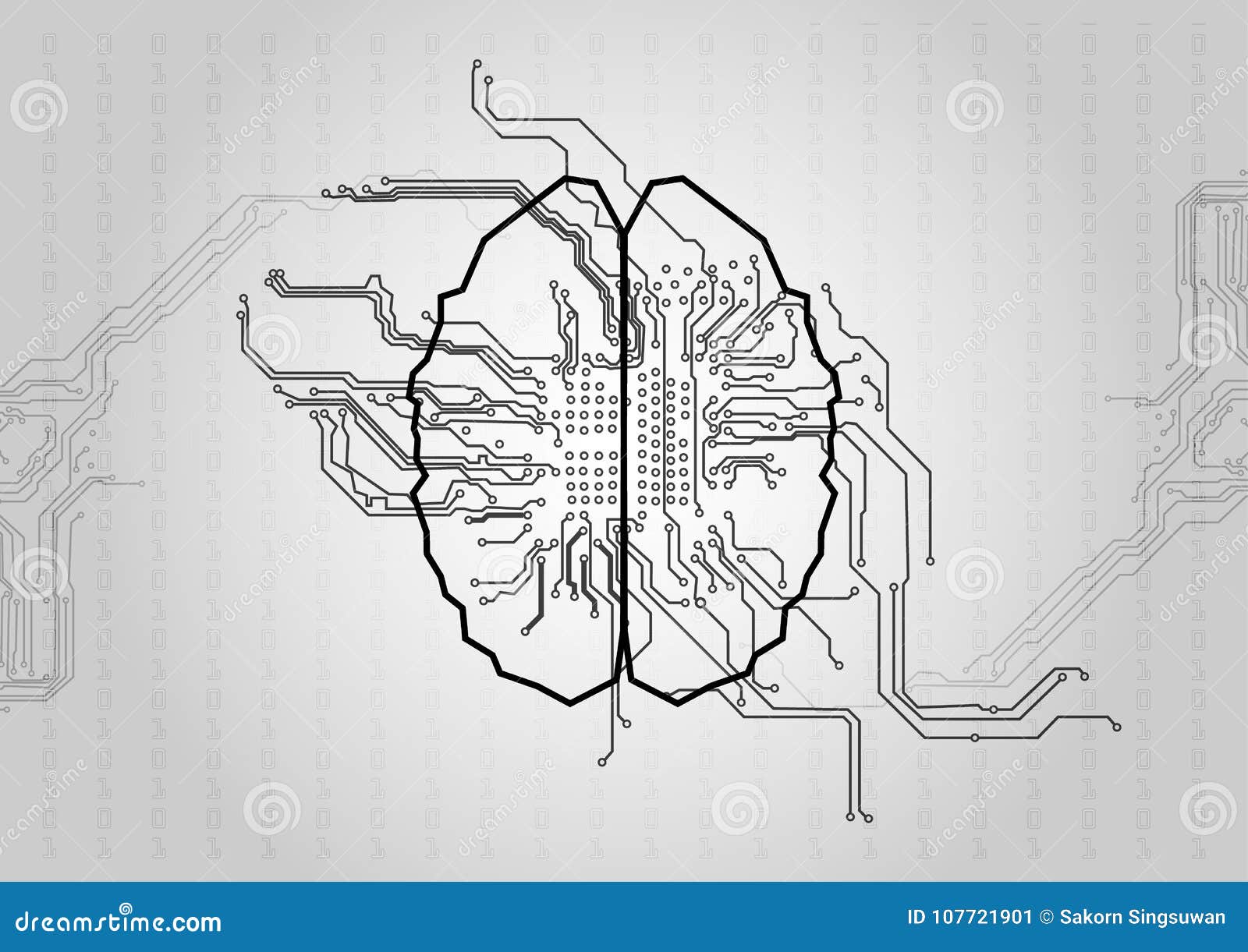 Vector Circuit with Brain Technology Background. Concept Illust Stock ...