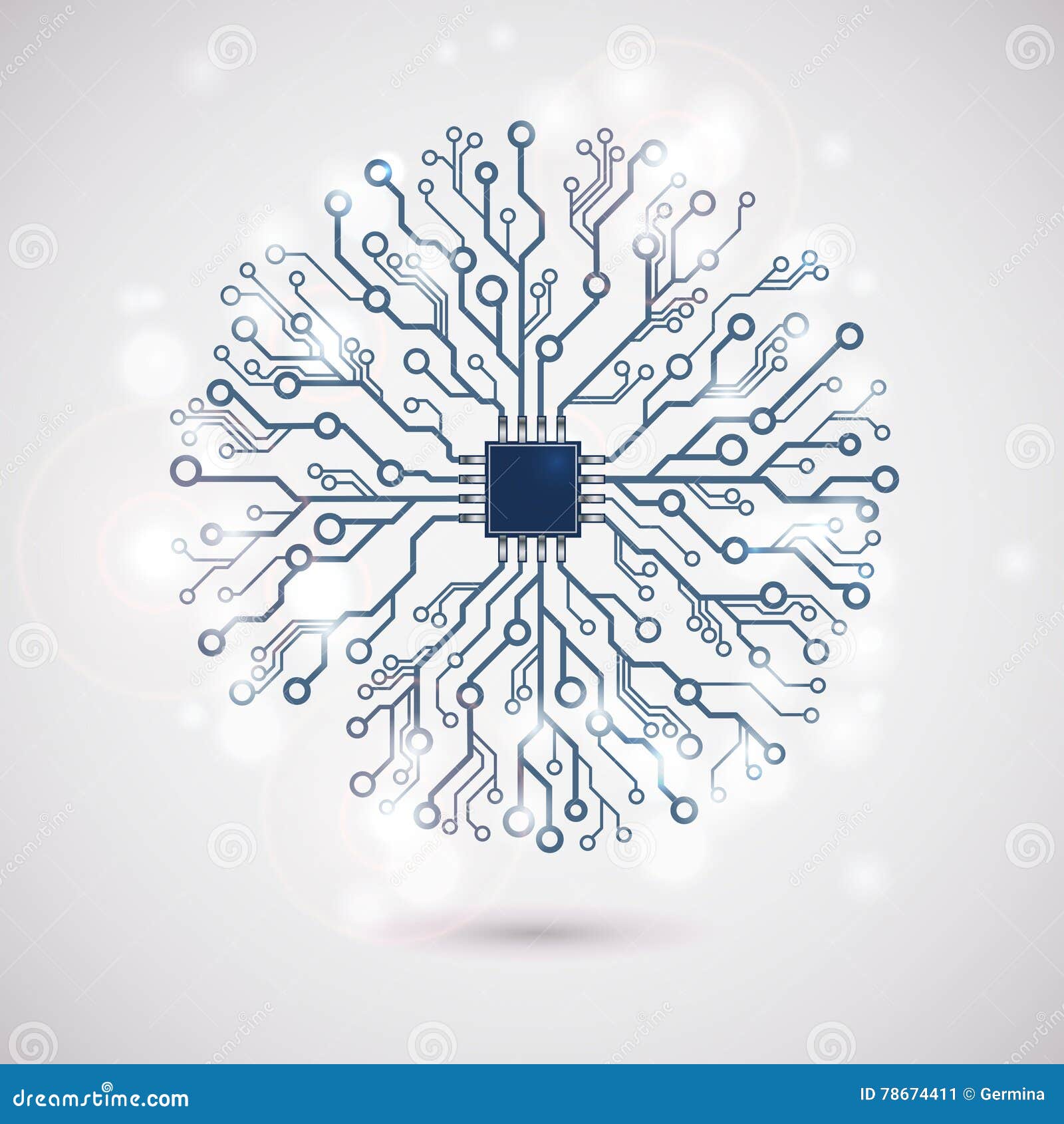 Vector Circuit Circle Snowflake Stock Vector - Illustration of ...