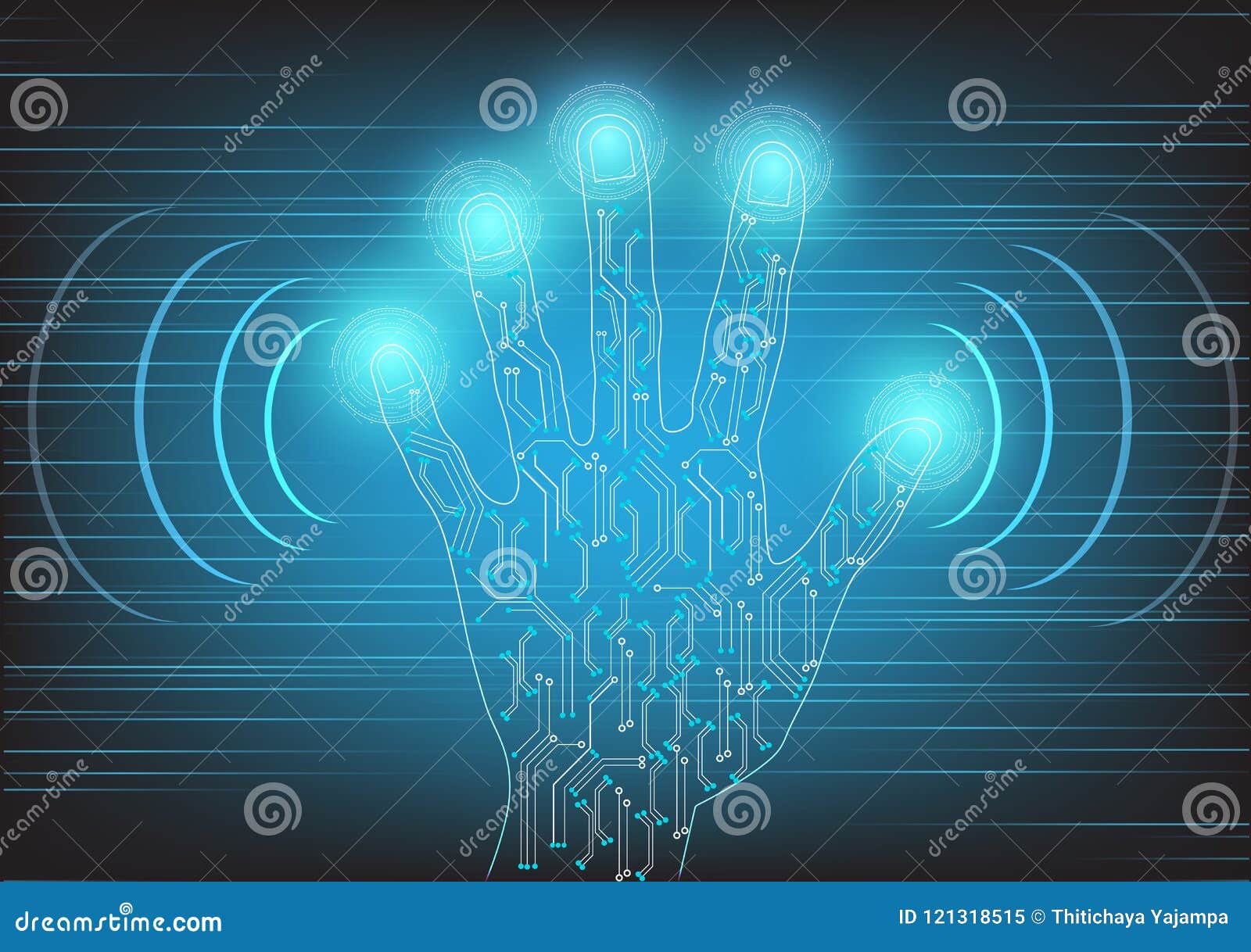 Vector Circuit Finger on Technology Background. Stock Vector ...