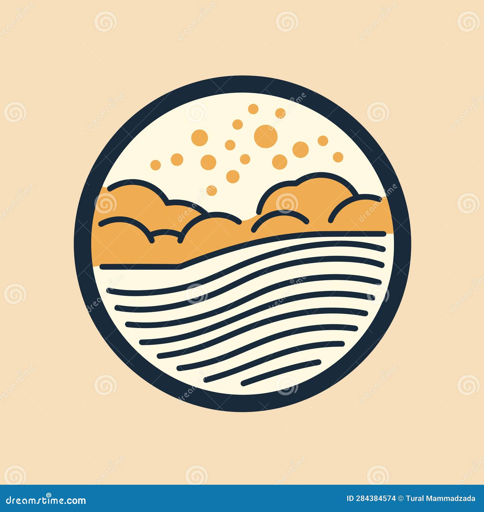 Vector of a Circular Cloud Formation Over the Vast Ocean Stock ...