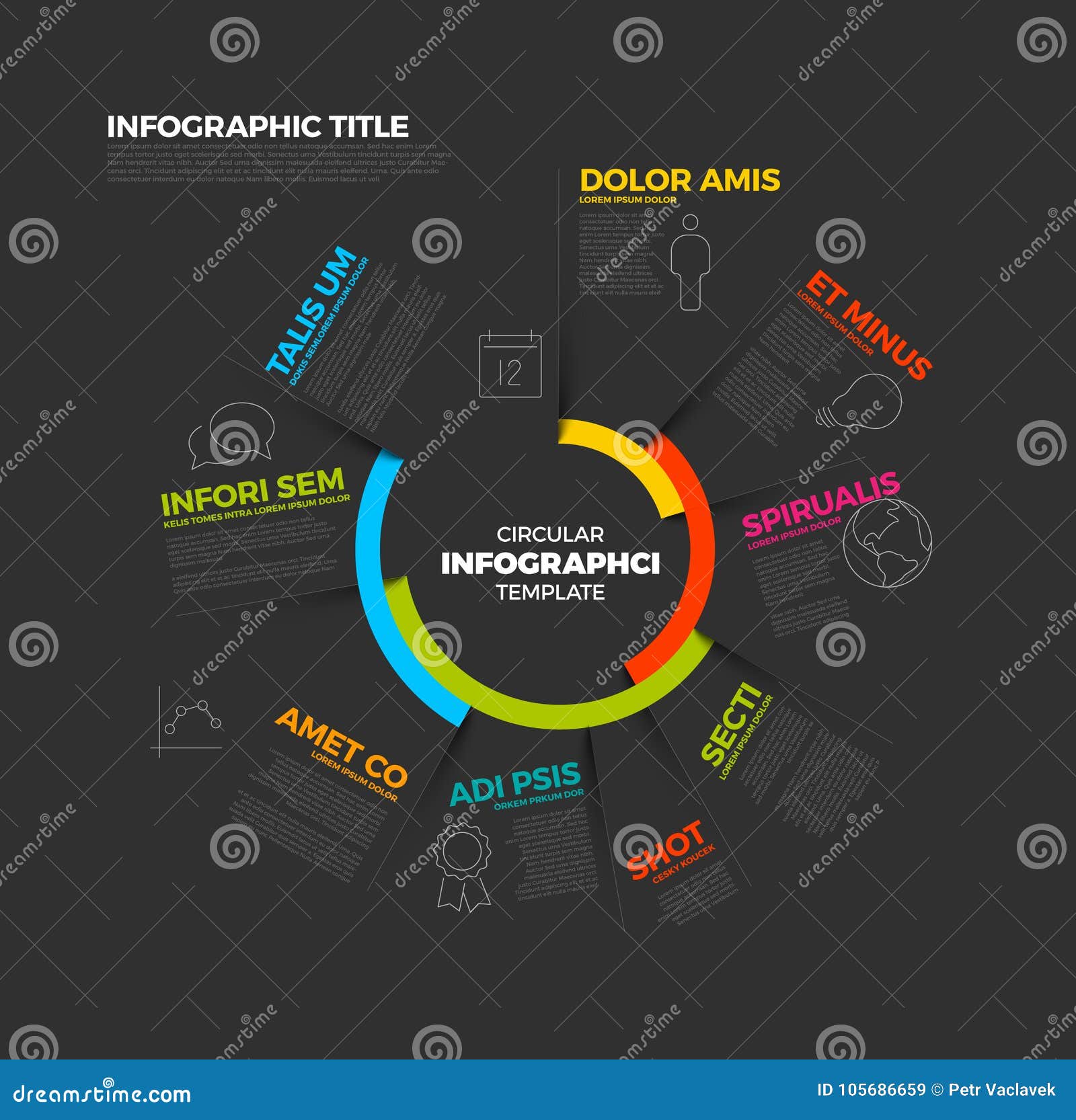 Vector Circular Infographic Report Template Stock Vector - Illustration ...