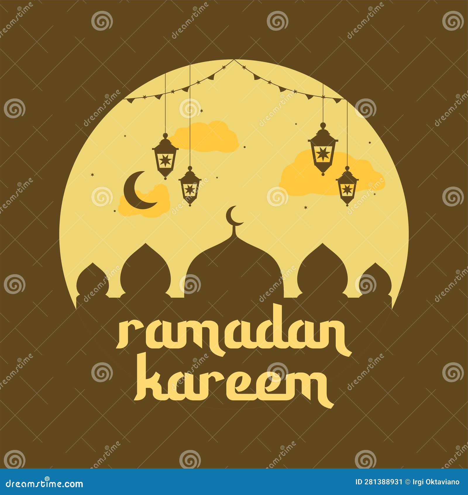 Vector Circular Mosque Landscape, Flat Style Design Stock Vector ...