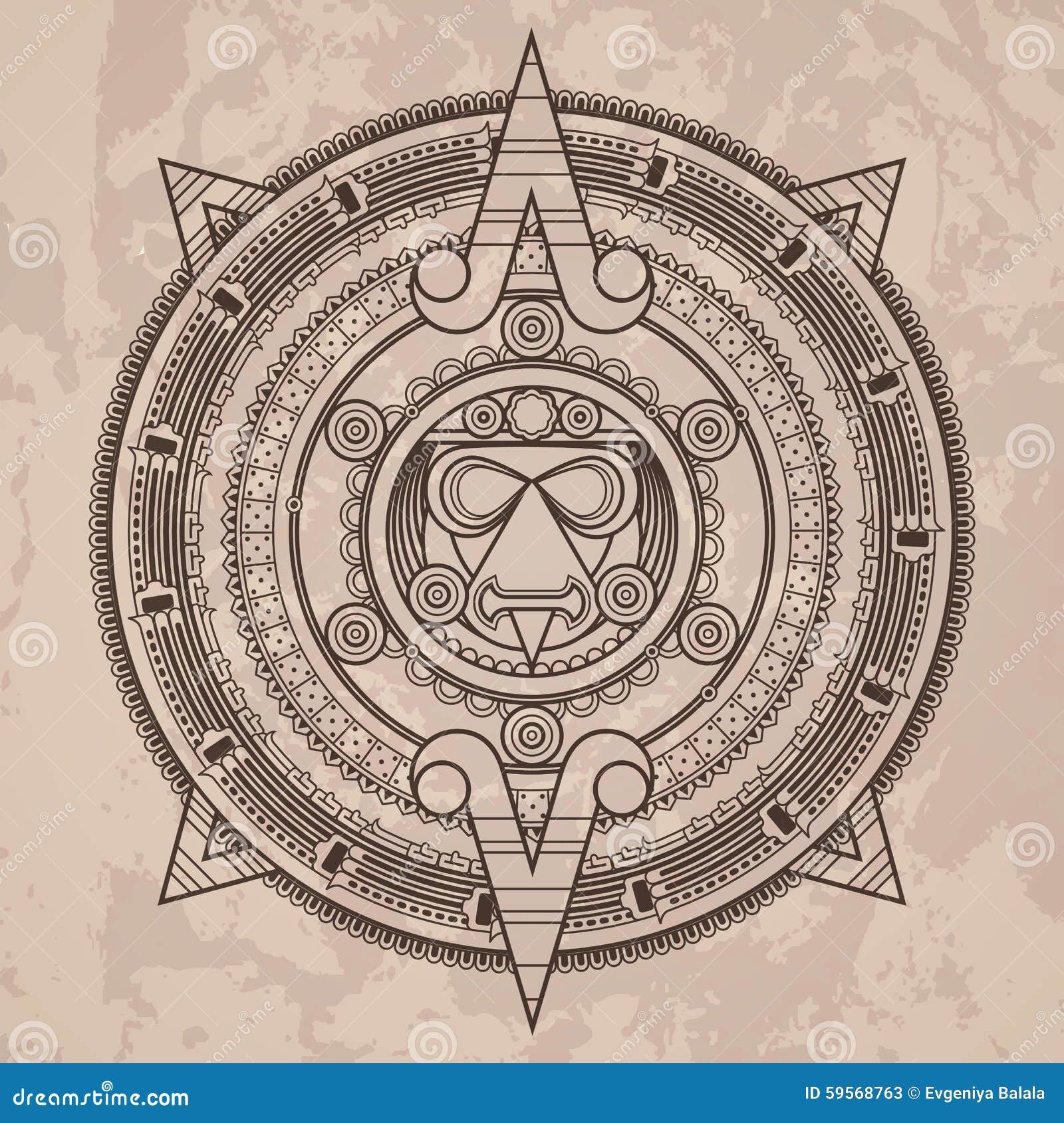 Vector Circular Pattern in the Style of the Aztec Stock Vector ...