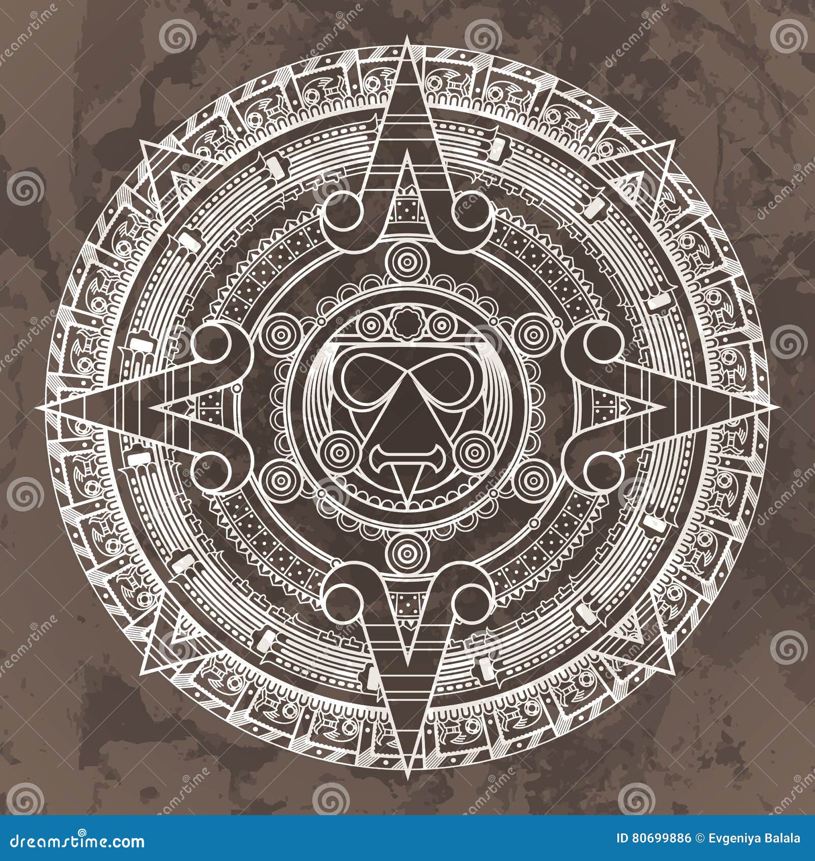 Vector Circular Pattern in the Style of the Aztec Calendar Stone Stock ...