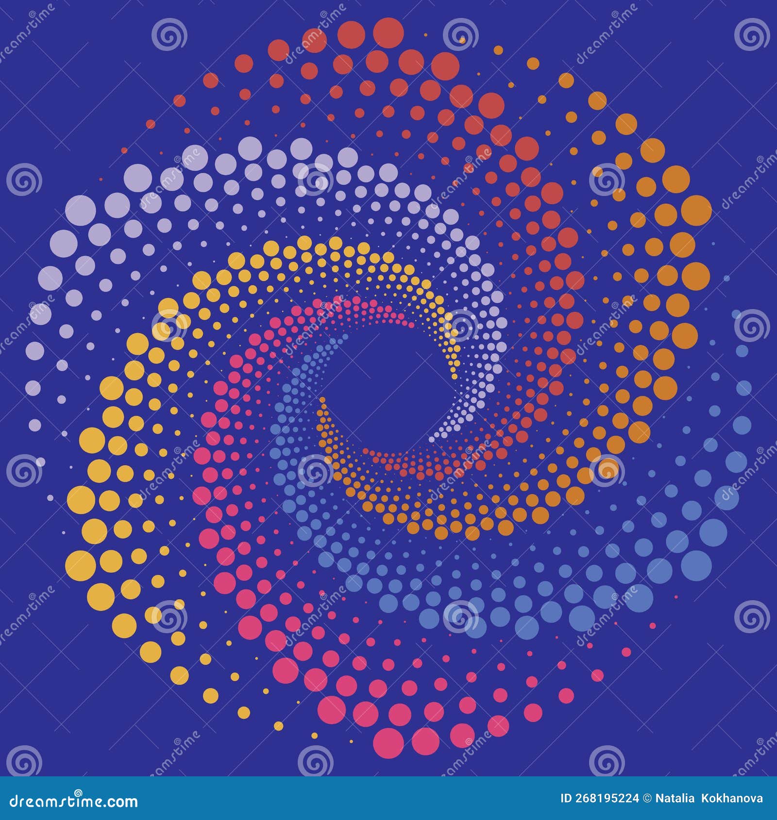 Vector Circular Swirling Pattern of Circles of Different Colors on a ...