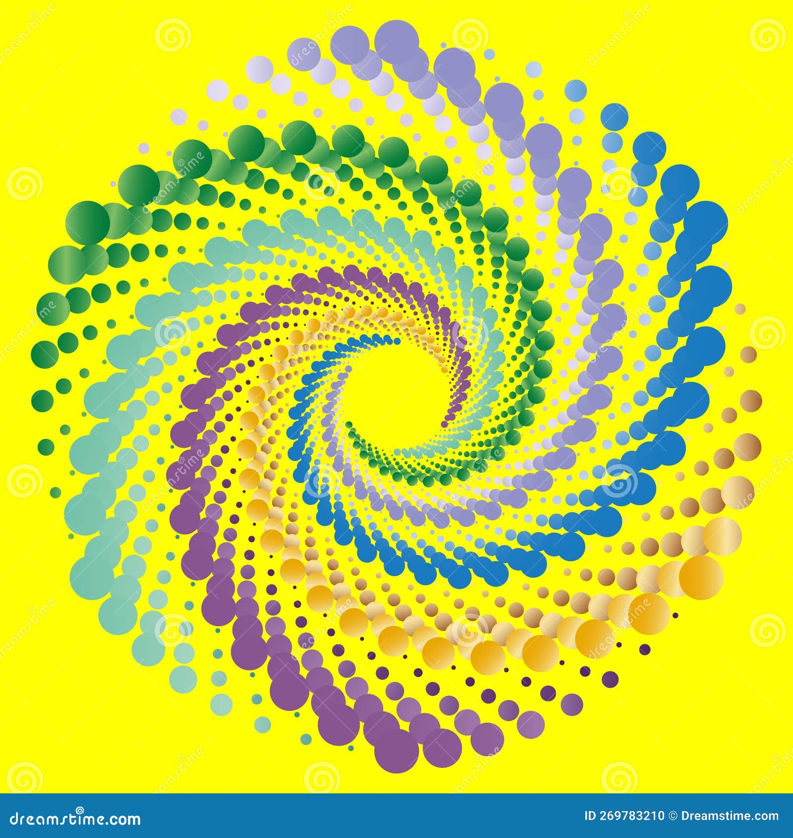 Vector Circular Swirling Pattern of Circles of Different Colors with a ...