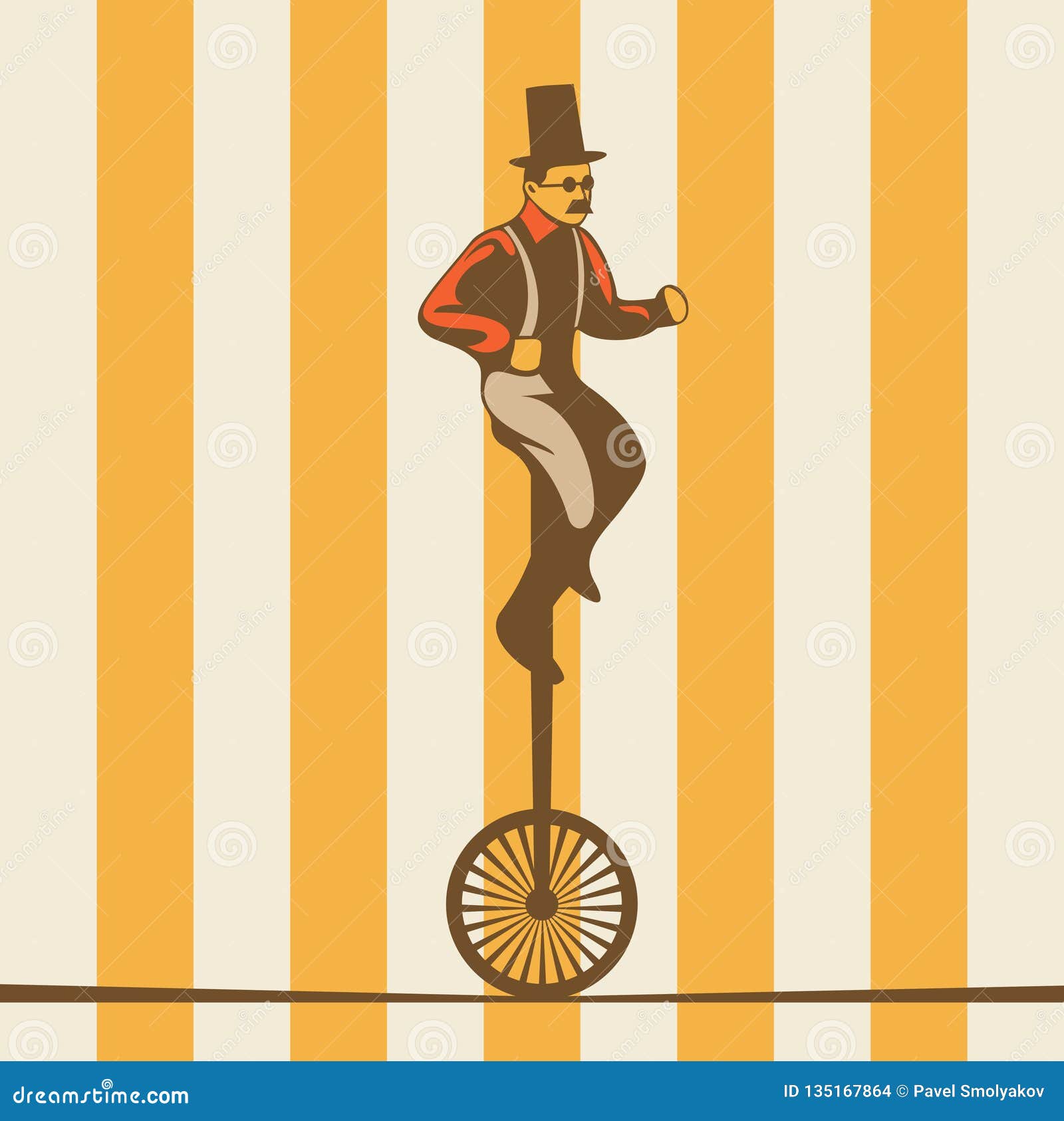 Vector Circus Illustration, Man on Rope Stock Vector - Illustration of ...