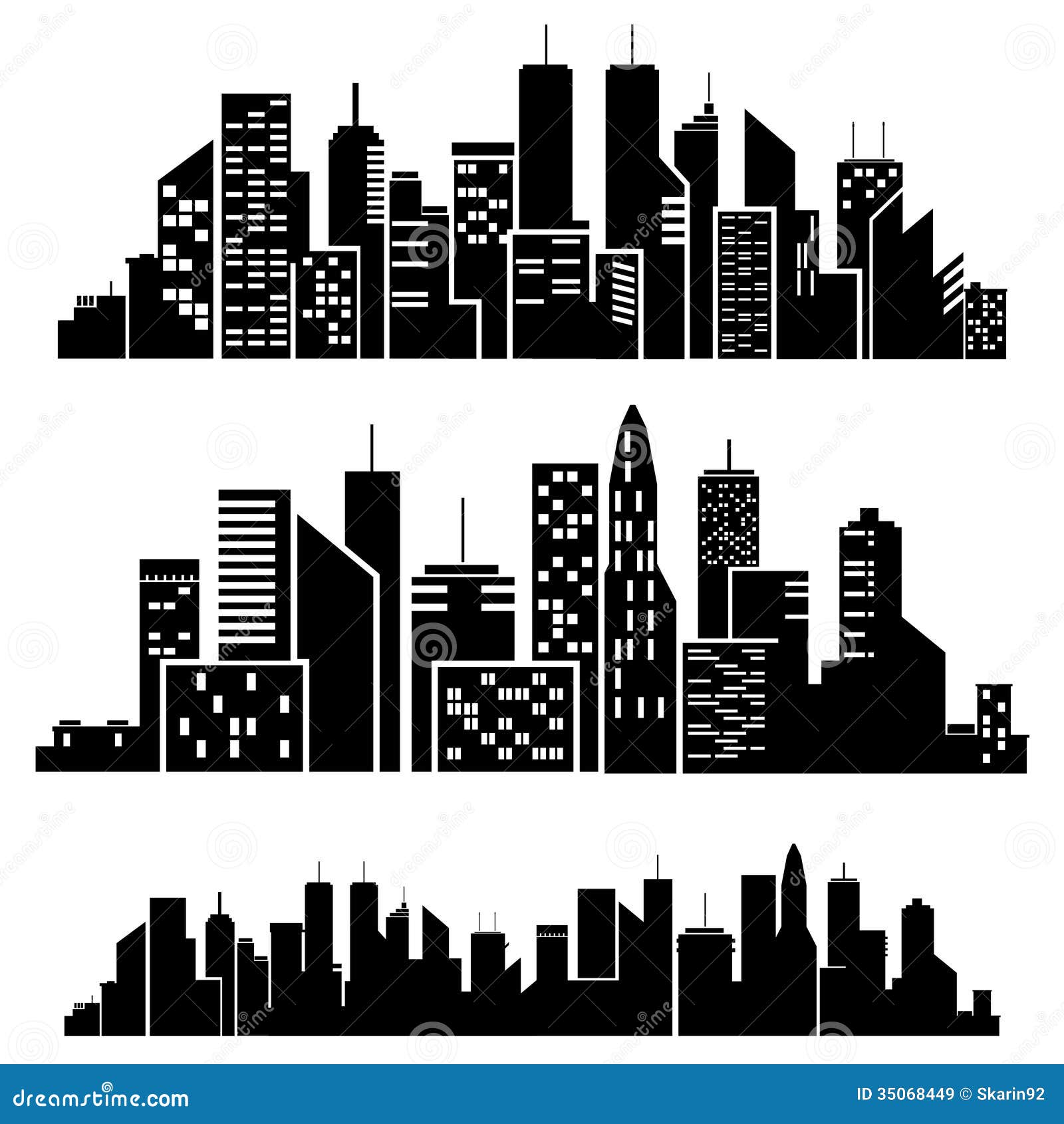 Vector cities silhouette stock vector. Illustration of home - 35068449
