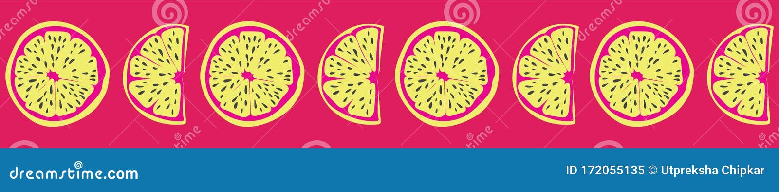 Vector Citrus Slices Seamless Border Stock Vector - Illustration of ...