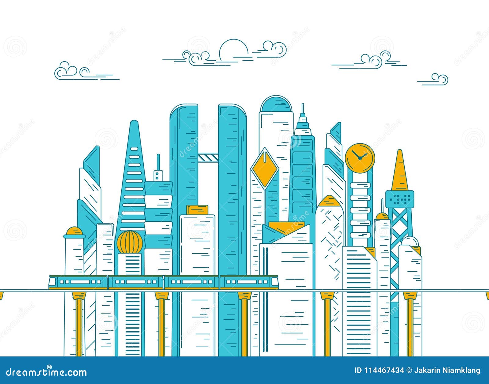 Metropolis skytrain stock vector. Illustration of rail - 114467434