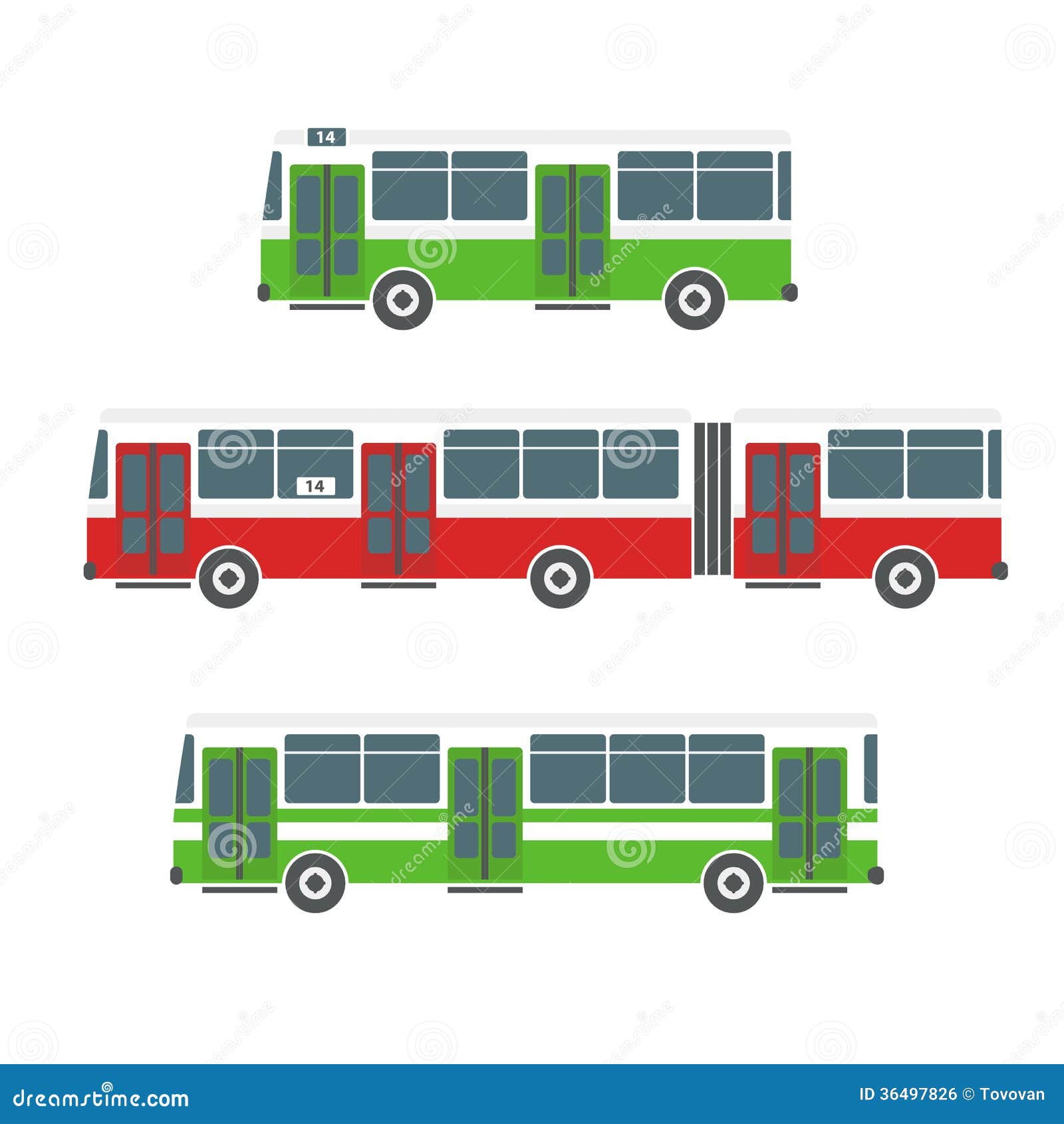 Vector city bus collection stock vector. Illustration of modern - 36497826