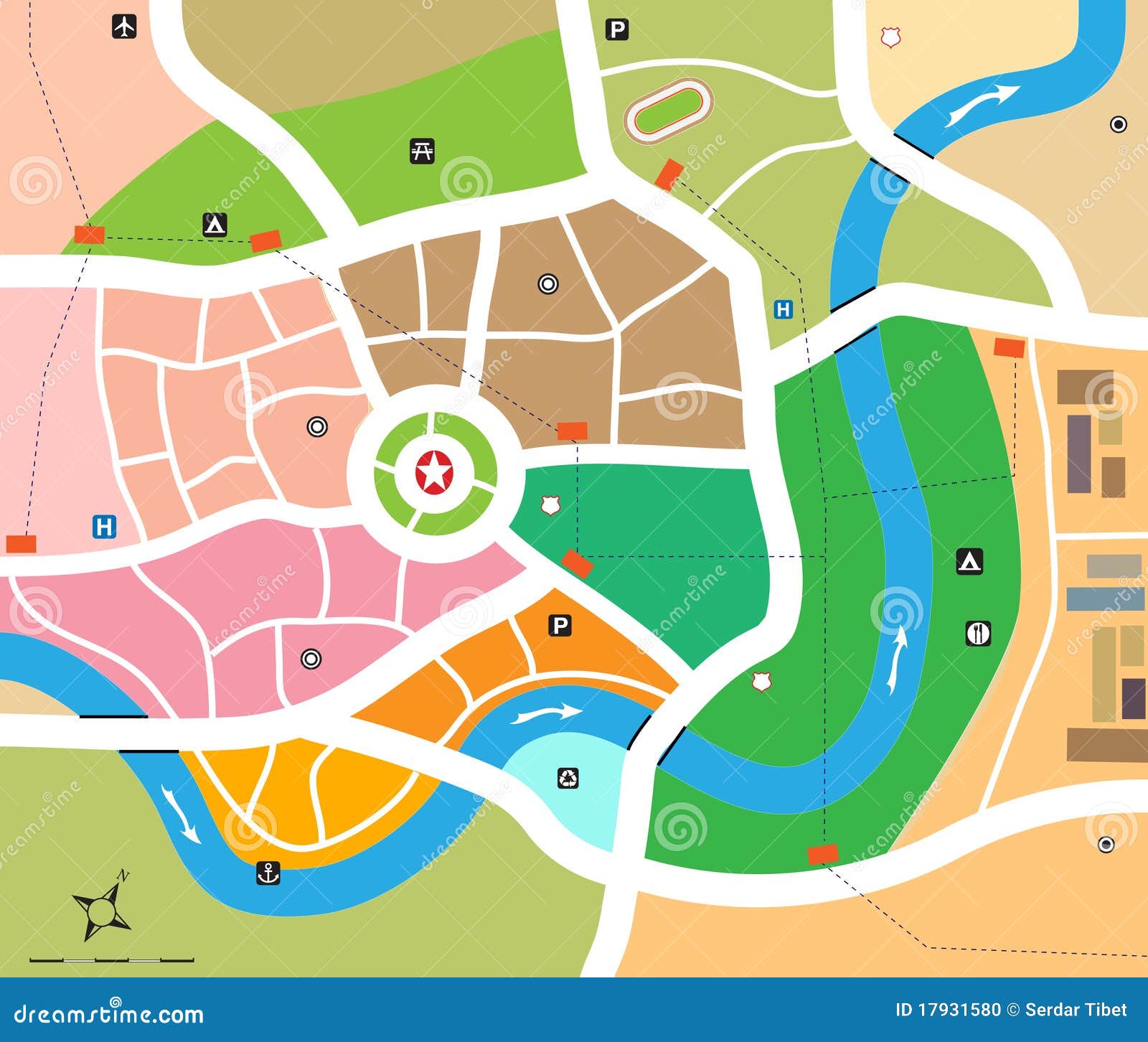 Vector City Map stock vector. Illustration of maps, crossroad - 17931580