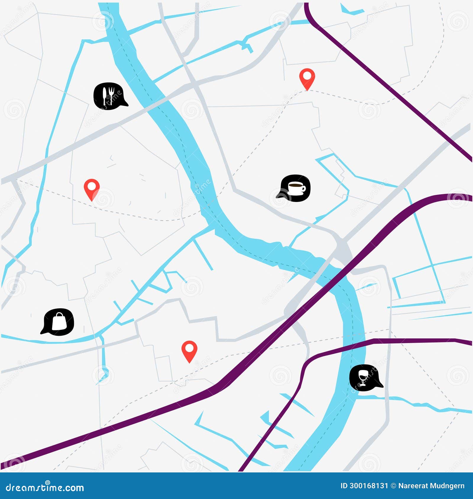 Vector city map stock illustration. Illustration of geography - 300168131