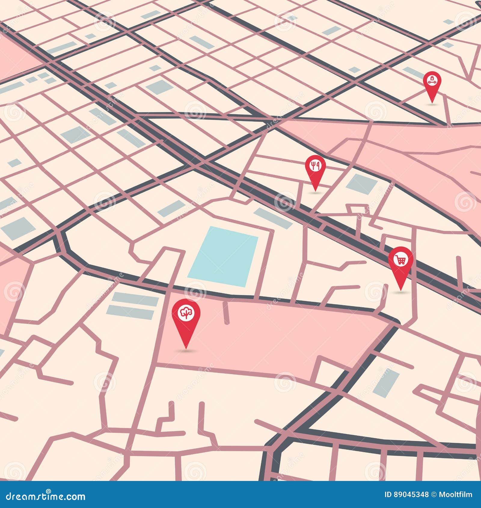 Vector city map stock vector. Illustration of park, city - 89045348