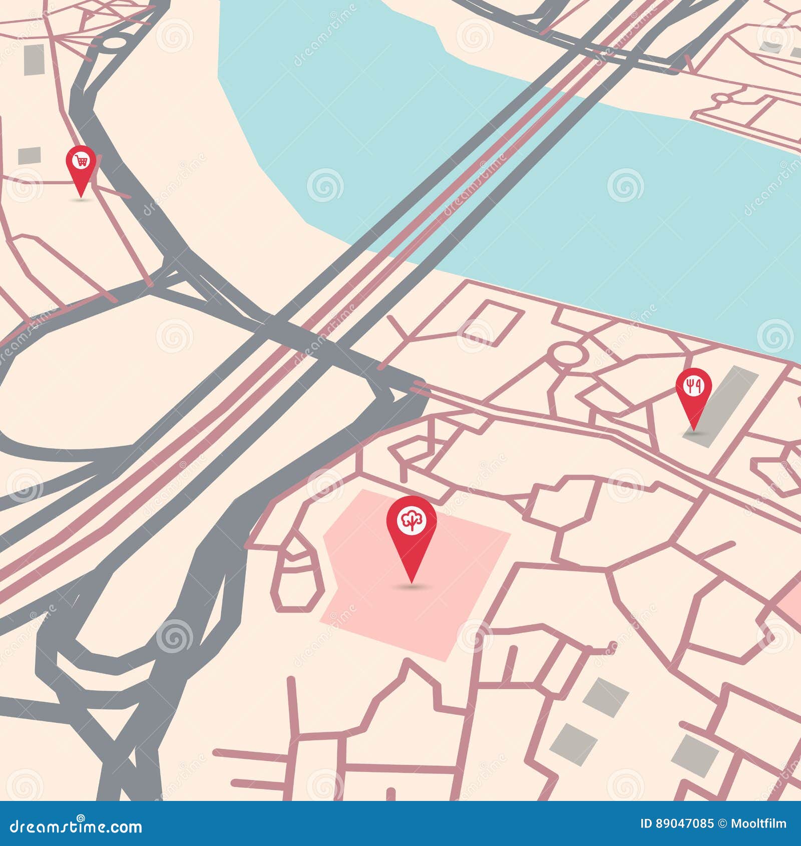 Vector city map stock vector. Illustration of modern - 89047085