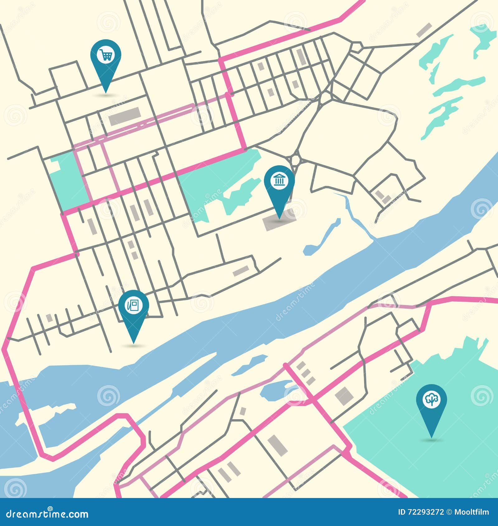 Vector city map stock vector. Illustration of avenue - 72293272