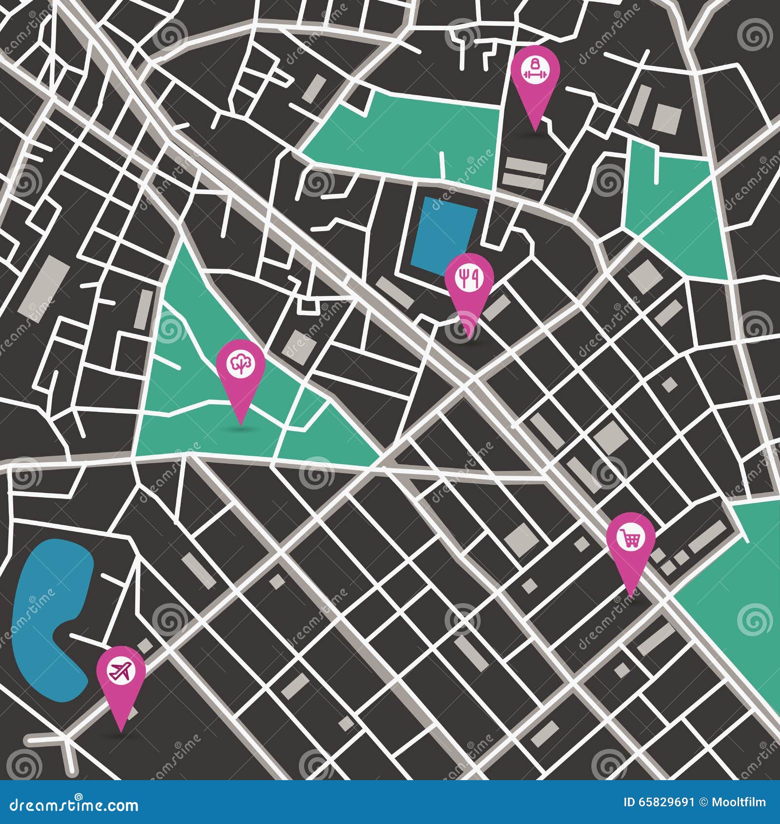 Vector city map stock vector. Illustration of geotag - 65829691