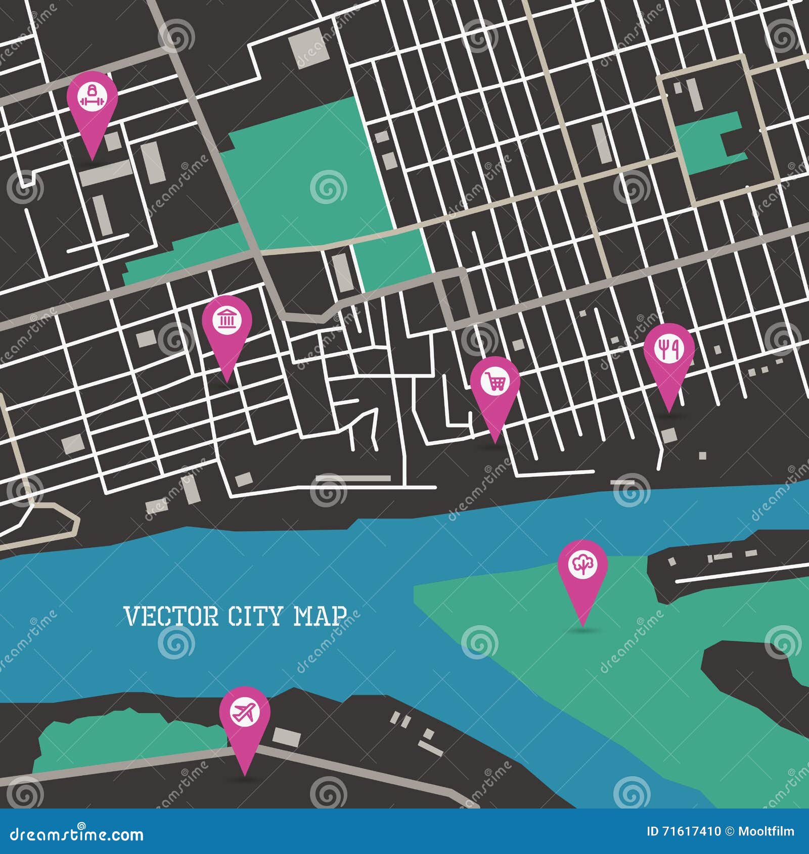 Vector city map stock vector. Illustration of megapolis - 71617410
