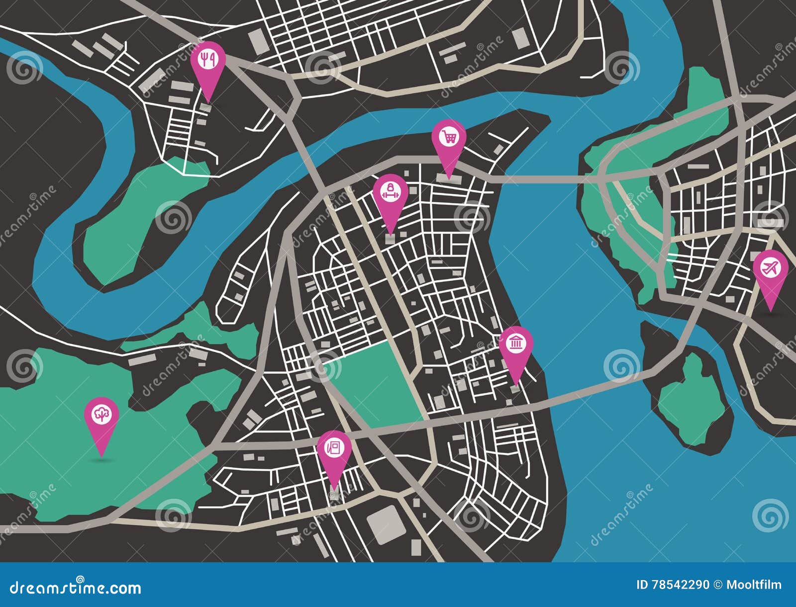 Vector city map stock vector. Illustration of navigation - 78542290