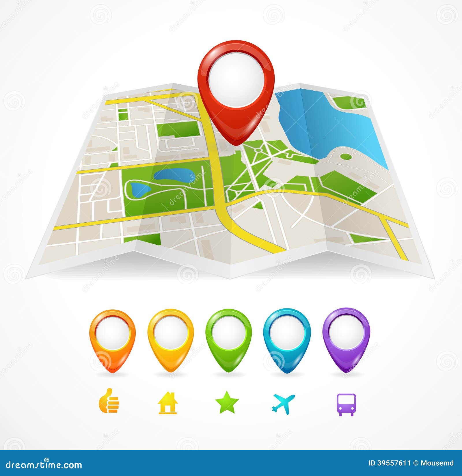 Vector City Map with GPS Icons Stock Vector - Illustration of ...